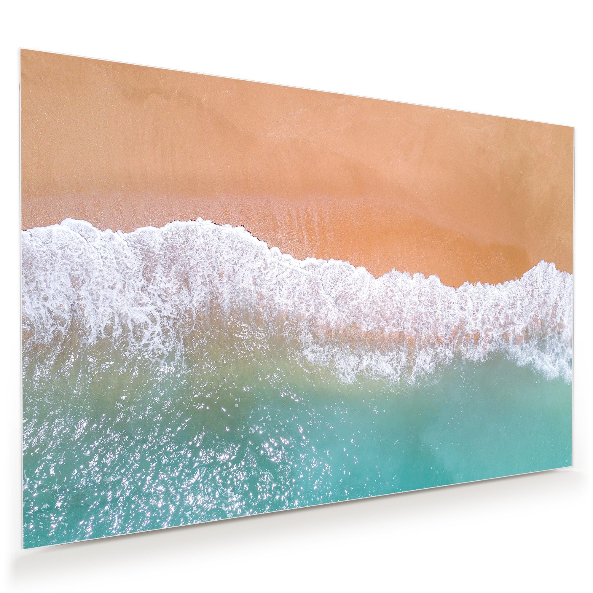Primedeco Glasbild Wandbild Luftaufnahme Strand Mit Aufhängung Natur
