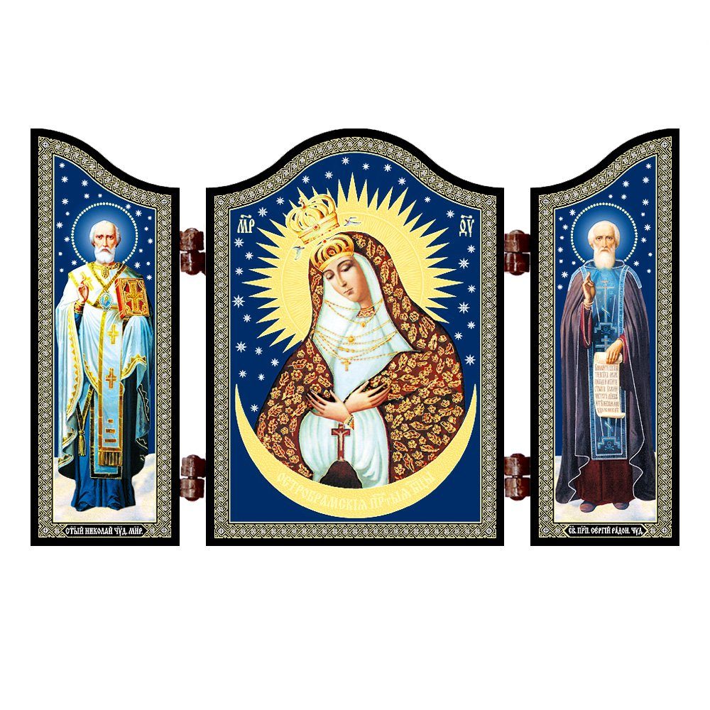 NKlaus Holzbild 1451 Christliche Ikone Der Barmherzigen Muttergott, Triptychon