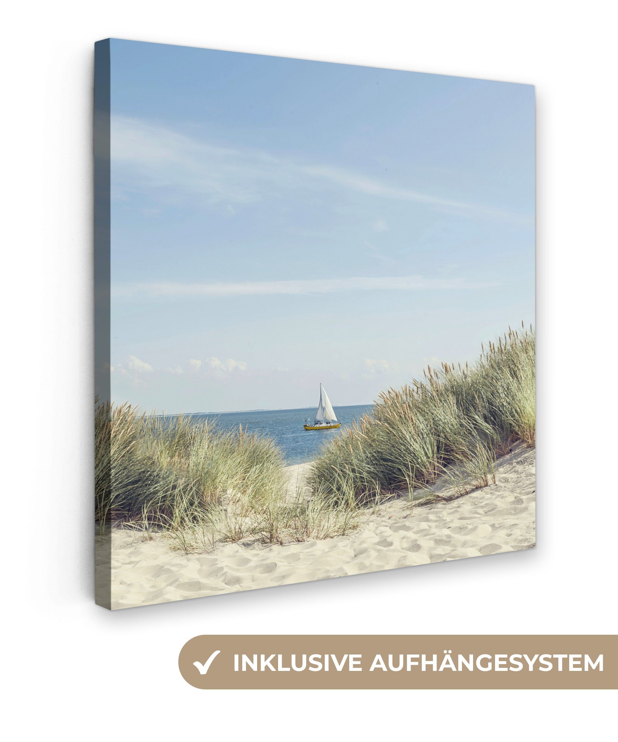 OneMillionCanvasses® Leinwandbild Nordsee - Dünen - Boot, Fotodruck (1 St), Wandbild, Deko ...