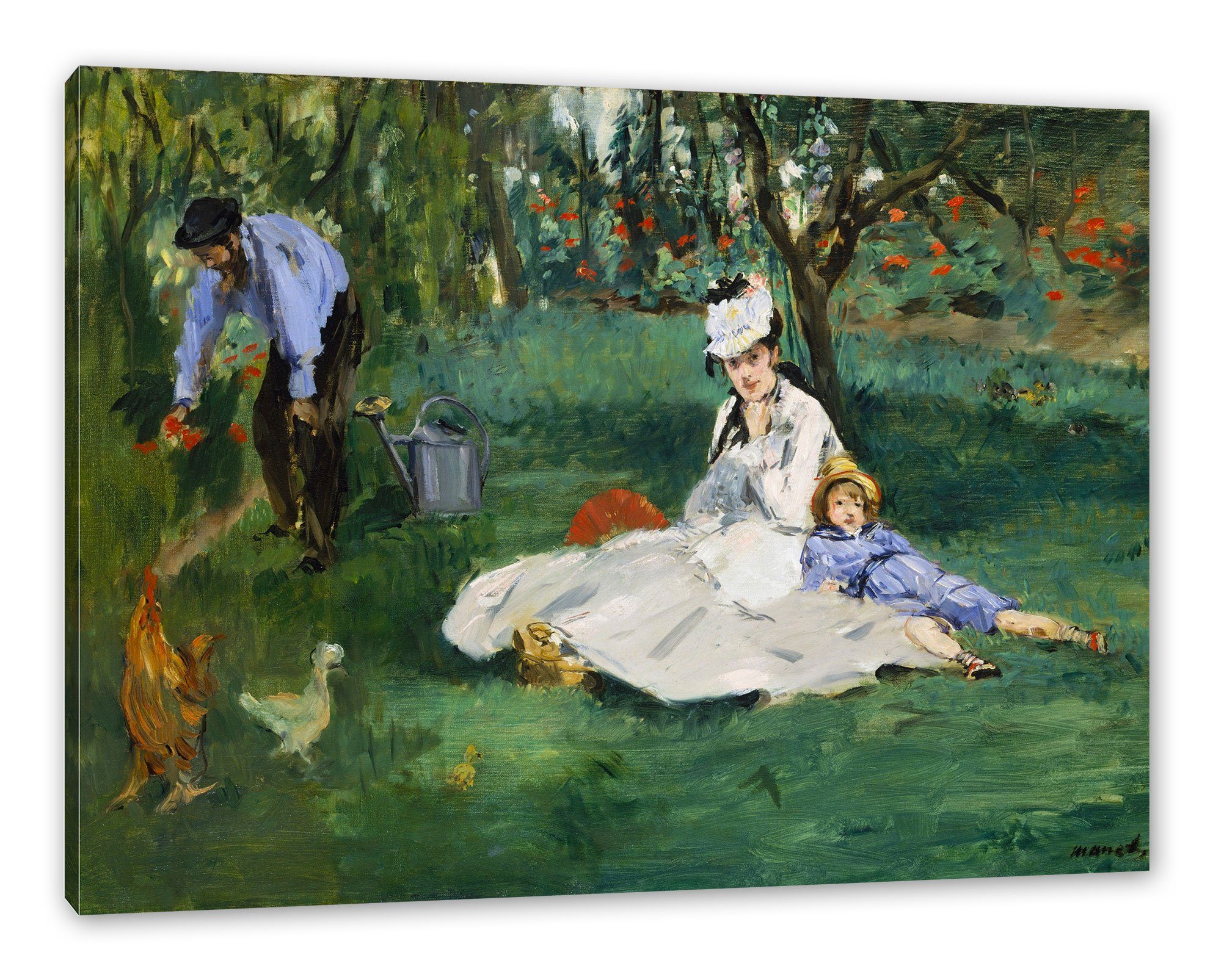 Pixxprint Leinwandbild Claude Monet Die Familie Monet In Ihrem Garten