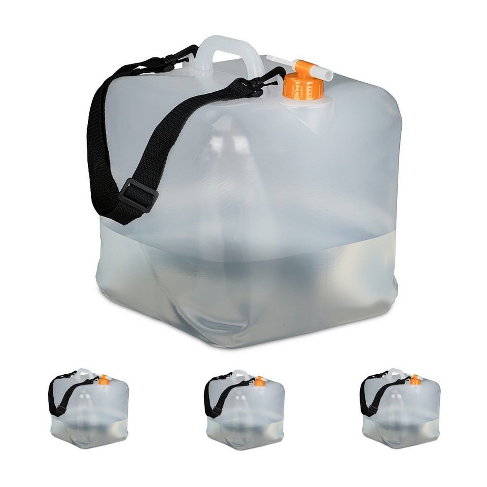 Relaxdays Kanister Faltbarer Wasserkanister 4er Set 20 L Orange