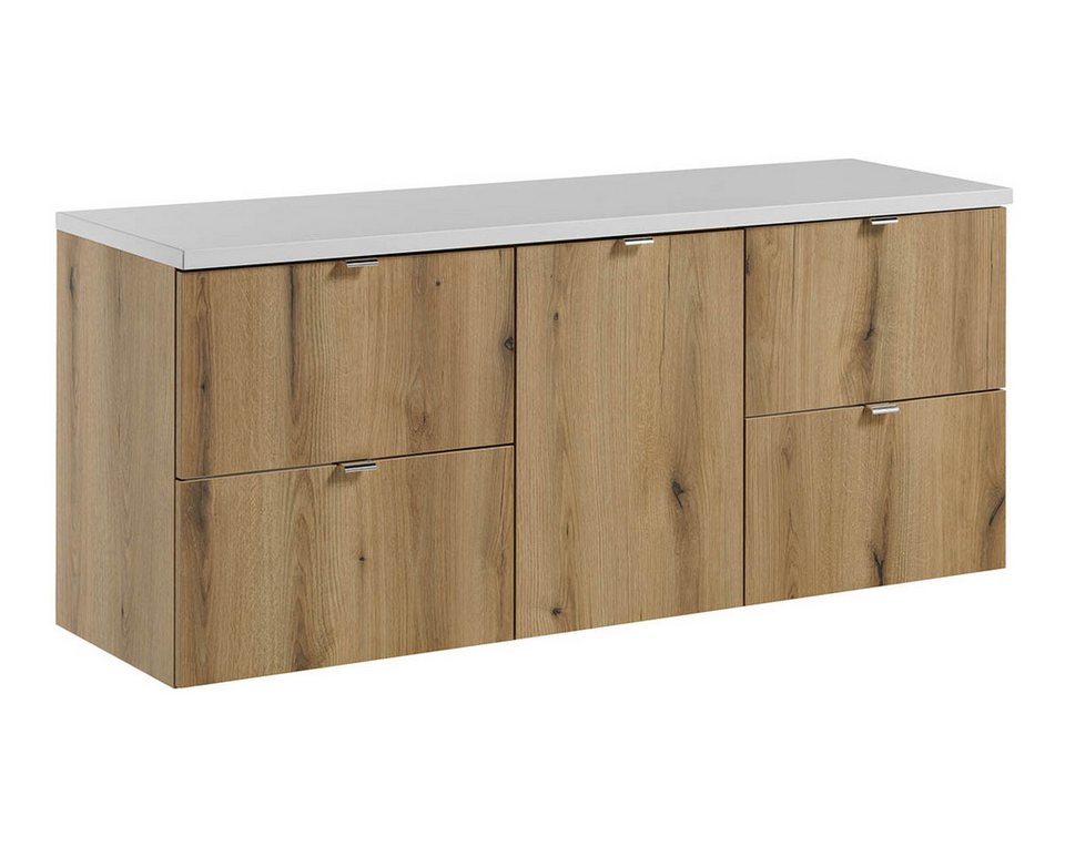Einfachgutemoebel Waschtisch Set Bad Waschplatz Iluna Oak 160cm