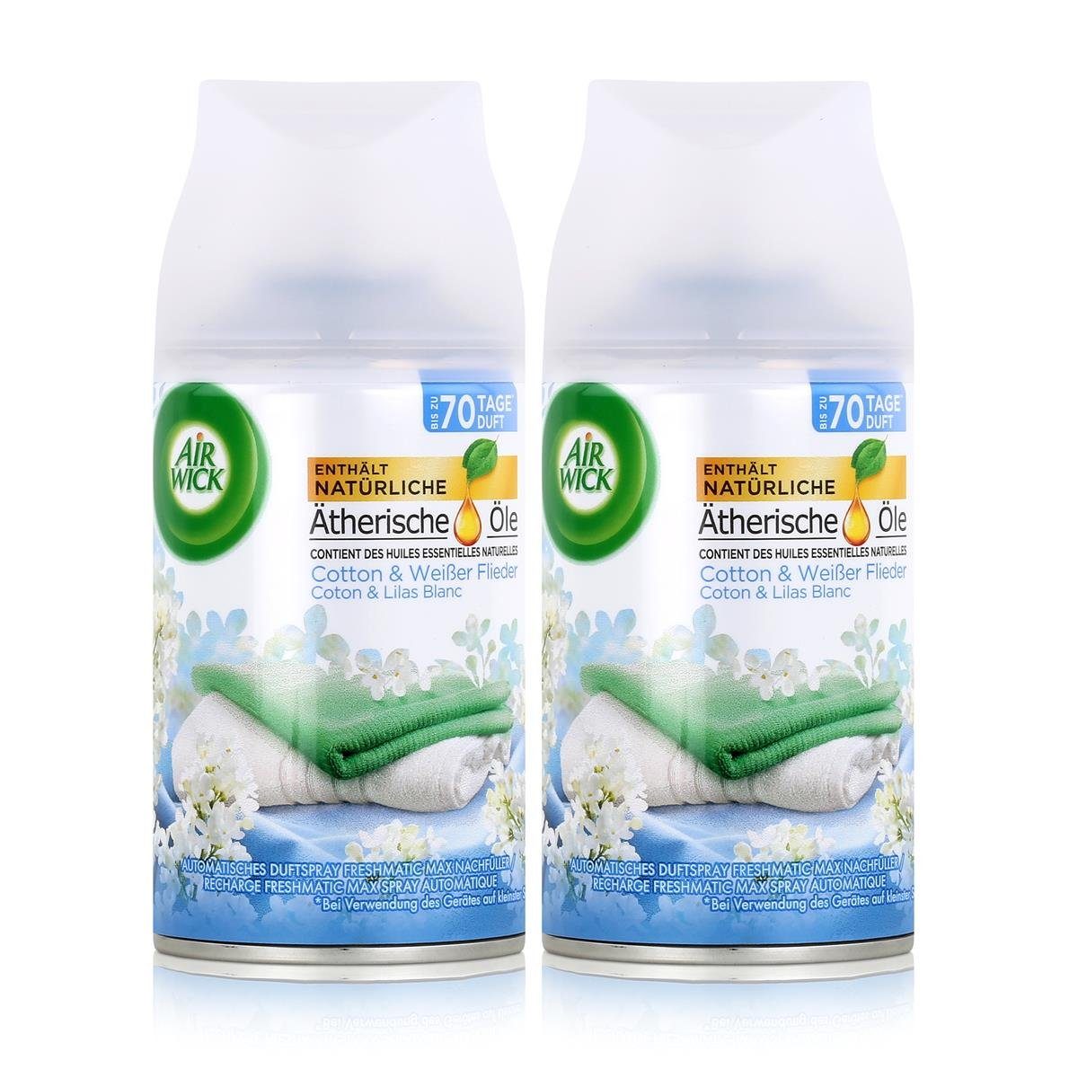 Air Wick Raumduft Air Wick Freshmatic Max Raumspray Cotton & Weißer Flieder 250ml (2er P