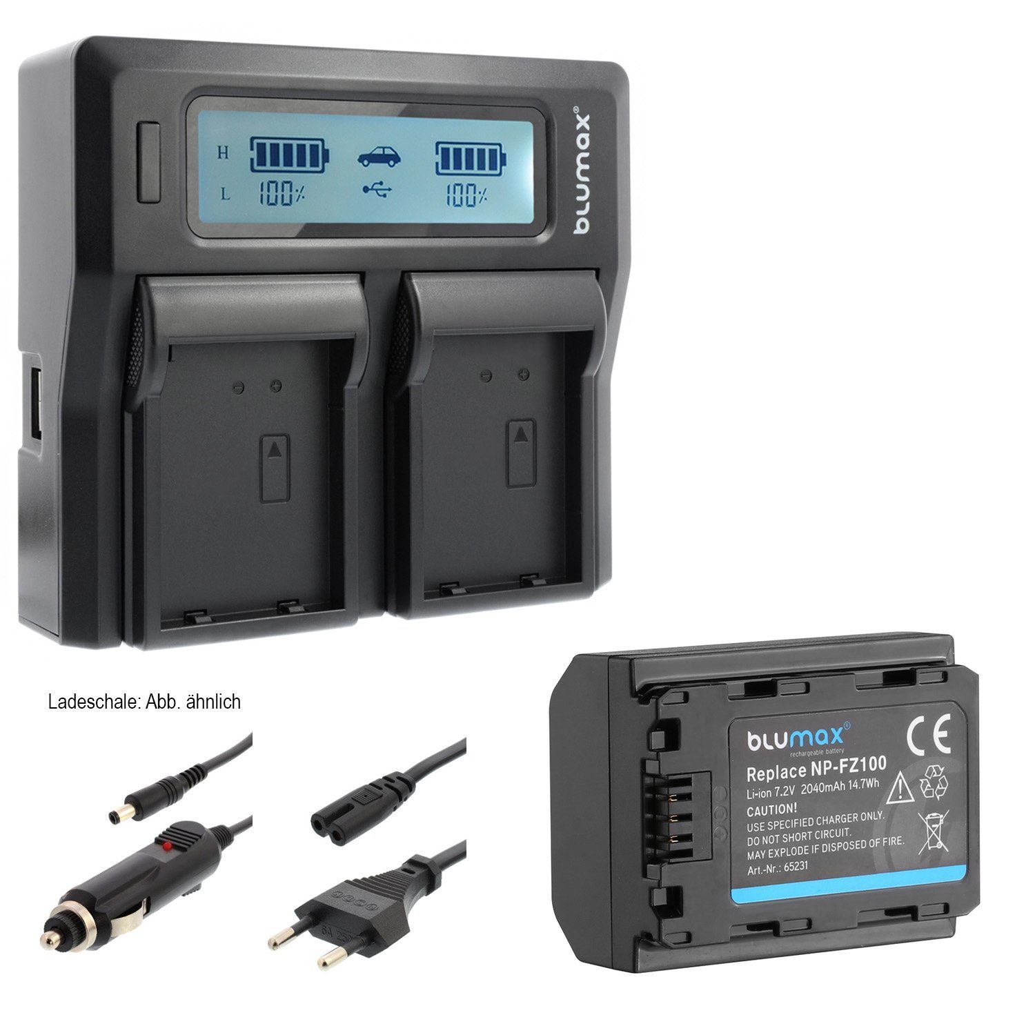Blumax Set mit Lader für Sony NP-FZ100 6600 2040 mAh Kamera-Ladegerät, Der hochwertige Akku ist ...