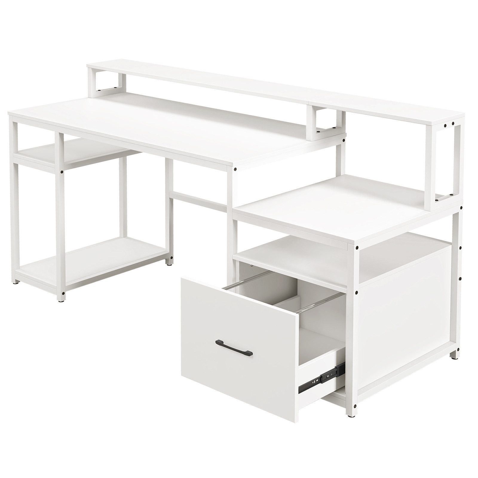 Costway Schreibtisch Mit Monitor Drucker Cpu Ständer And Aktenschrank