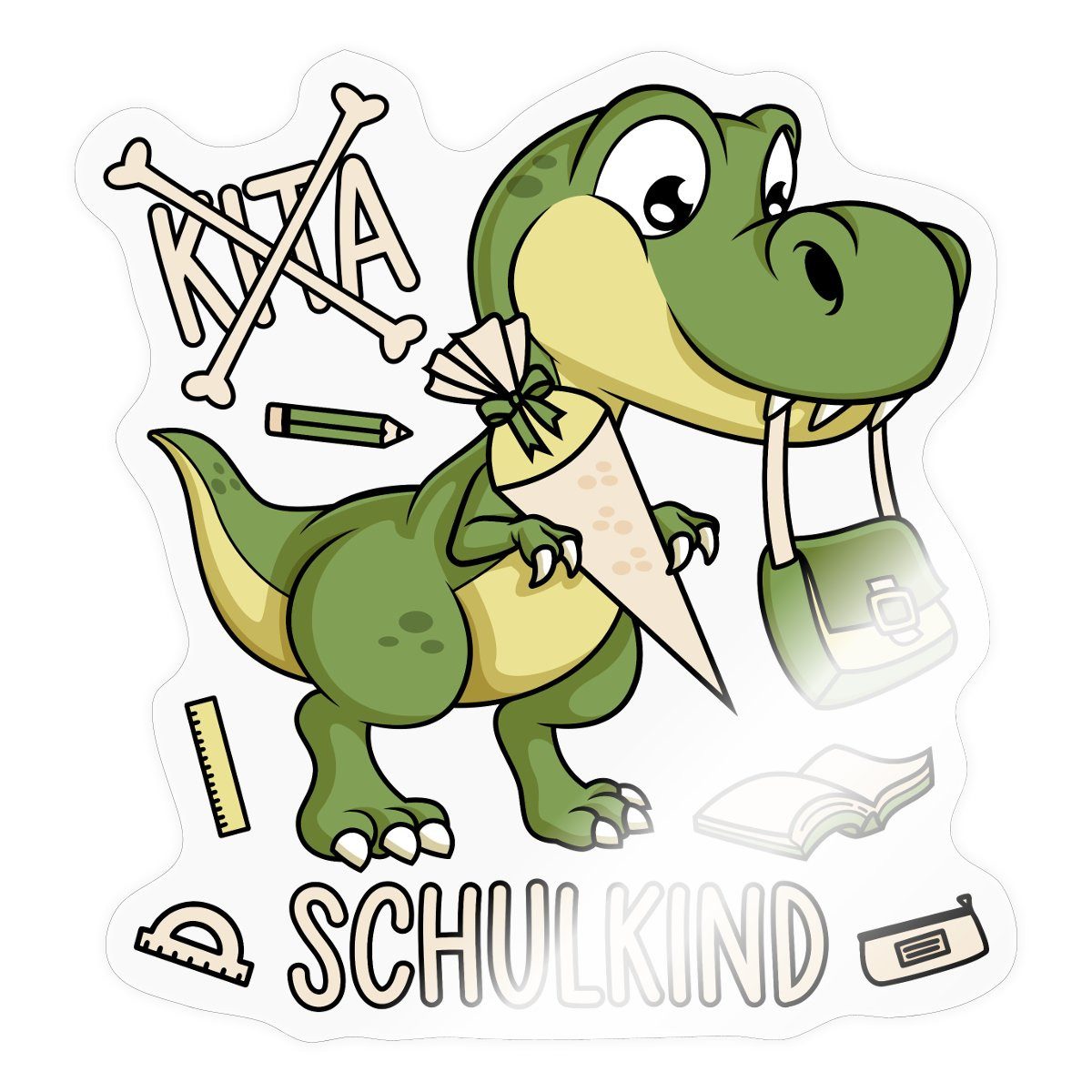 Spreadshirt Aufkleber Einschulung Schulkind 2025 Dinosaurier Dino Sticker Aufkleber