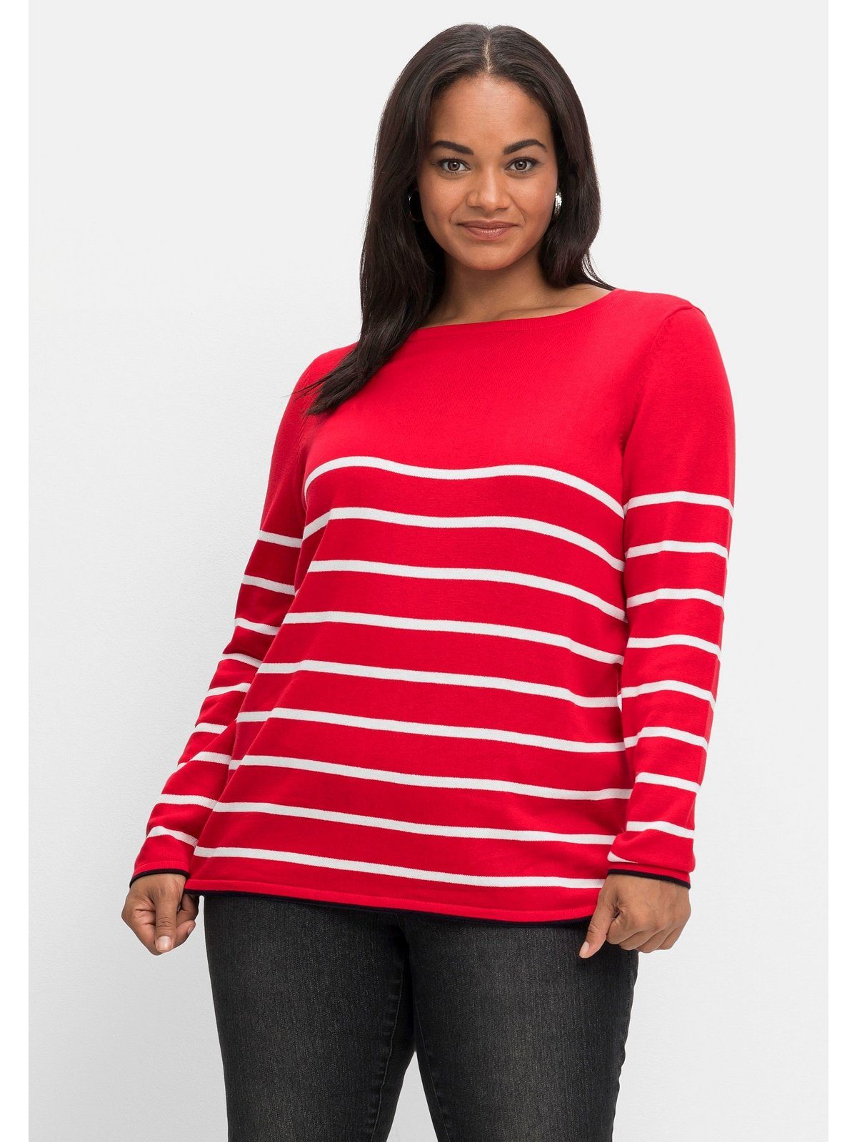 Sheego Strickpullover Große Größen Mit Ringeln Und U Boot Ausschnitt