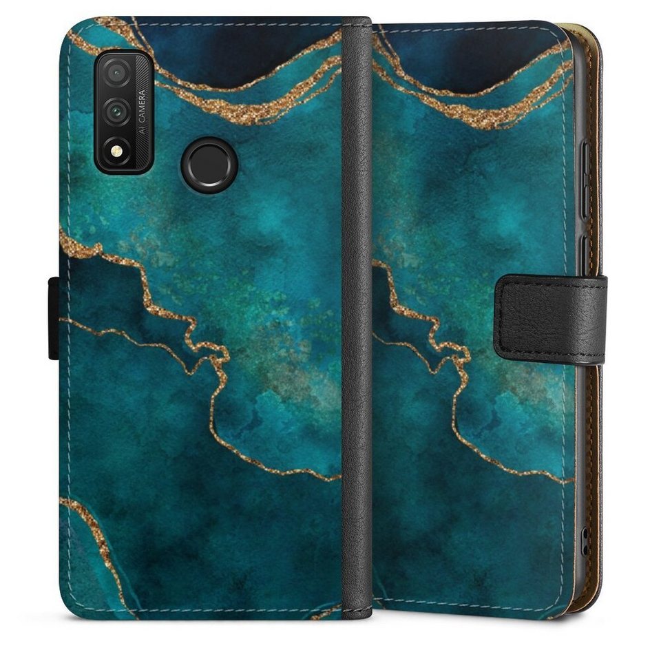 Deindesign Handyhülle Glitzer Look Marmor Kunst Gemstone Glamour Teal