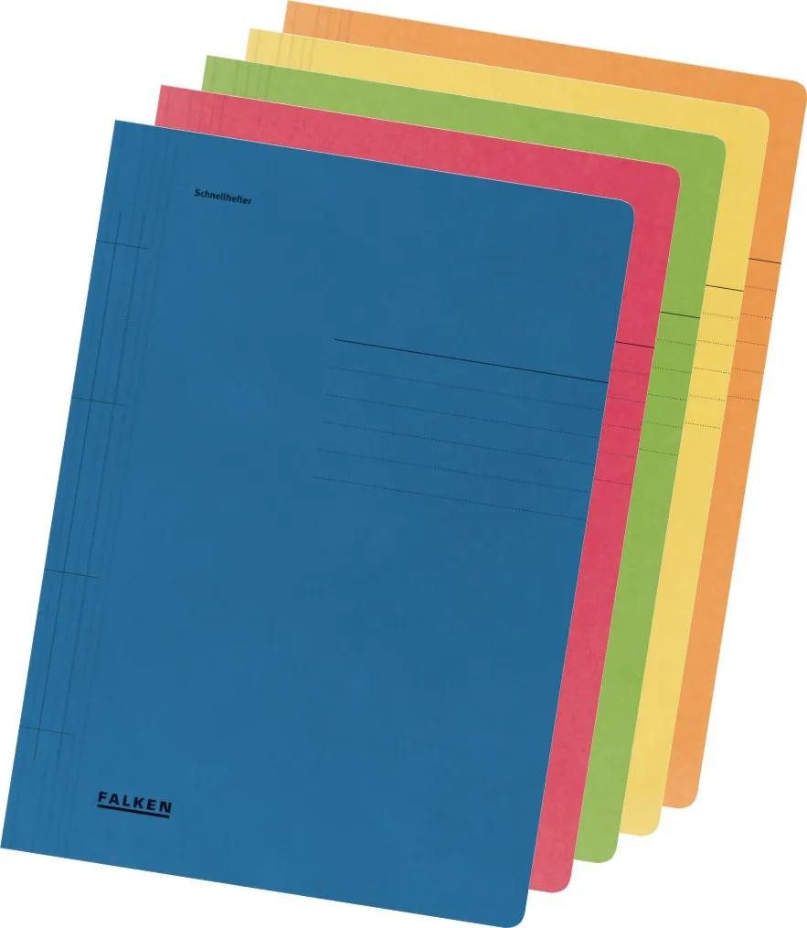 Falken Organisationsmappe 10x Schnellhefter A4, Manila-RC-Karton, 10er Poly, sortiert, 10341261F