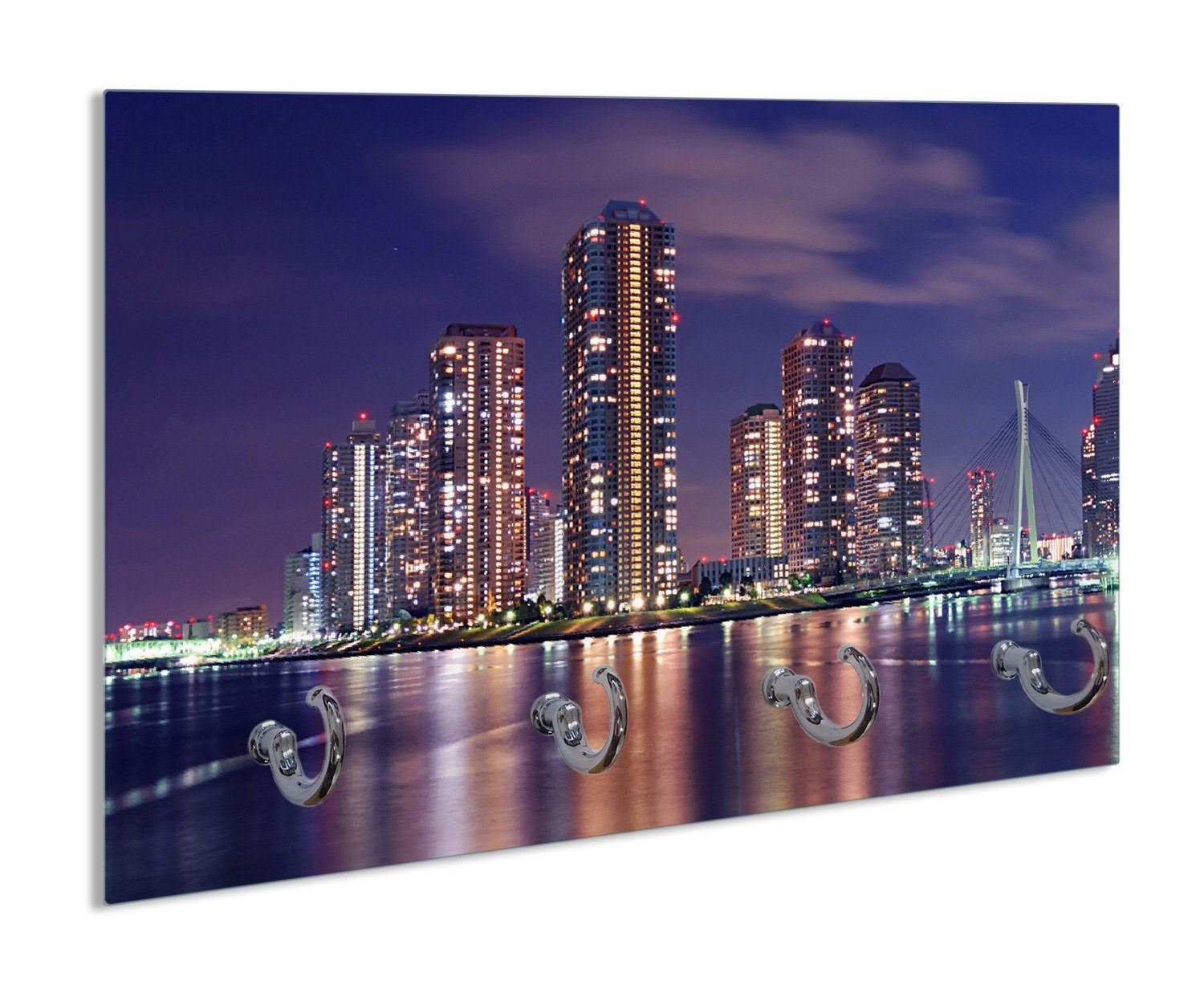 Wallario Schlüsselbrett Tokyo Skyline Bei Nacht Inkl Aufhängeset