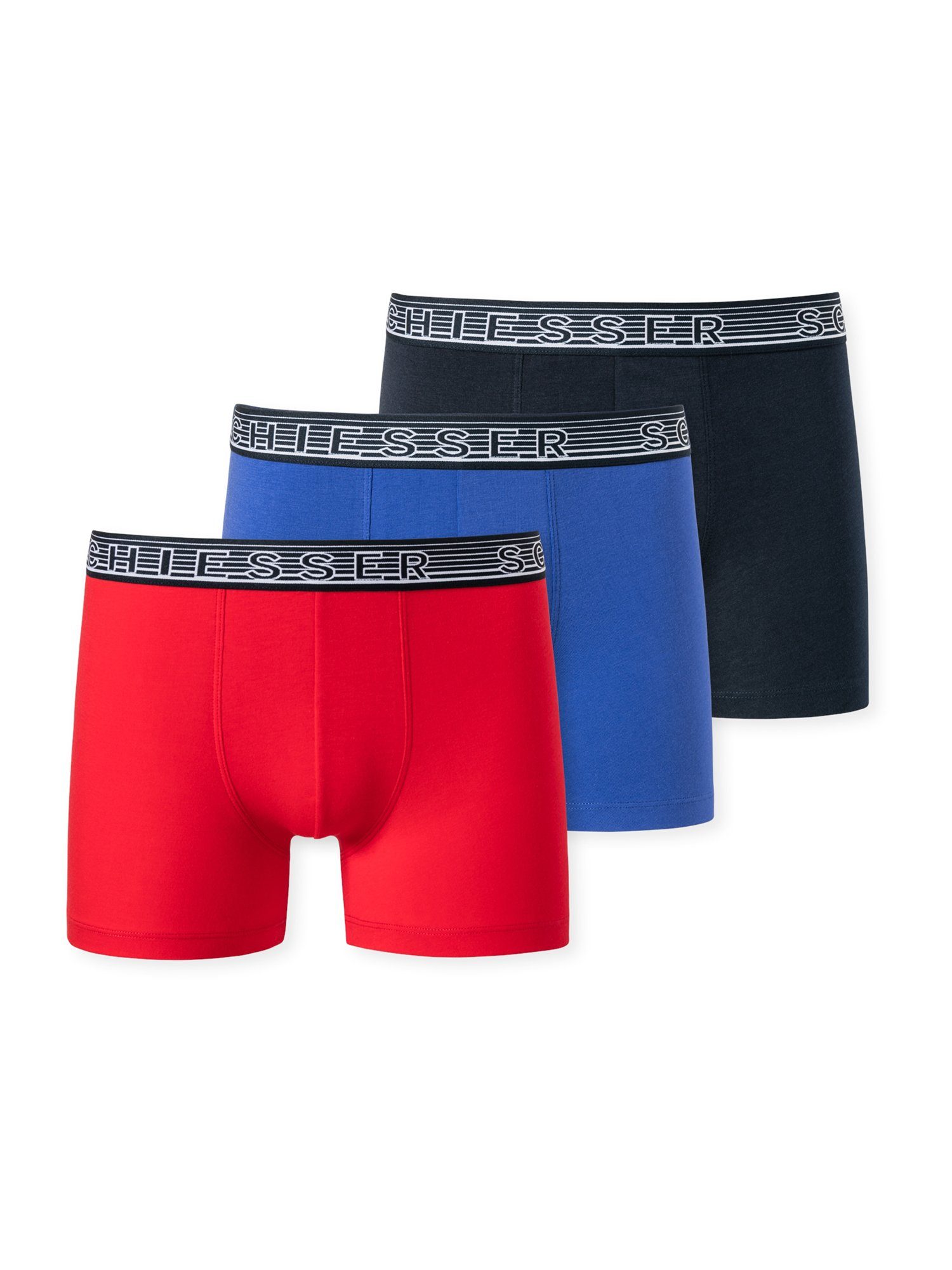 Schiesser Boxer 95/5 (3-St), Geringelter Webgummibund