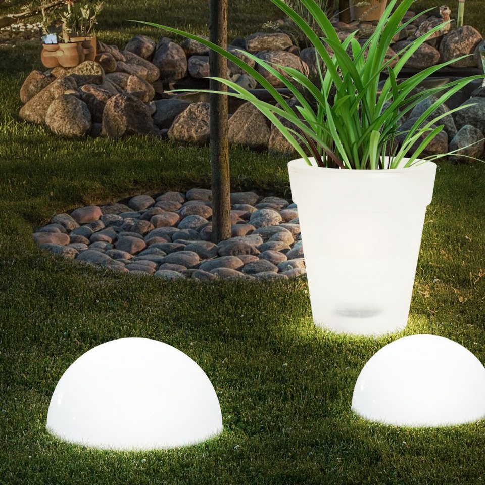 Etc Shop Gartenleuchte 3er Set Led Solar Steh Leuchten Halb Kugel