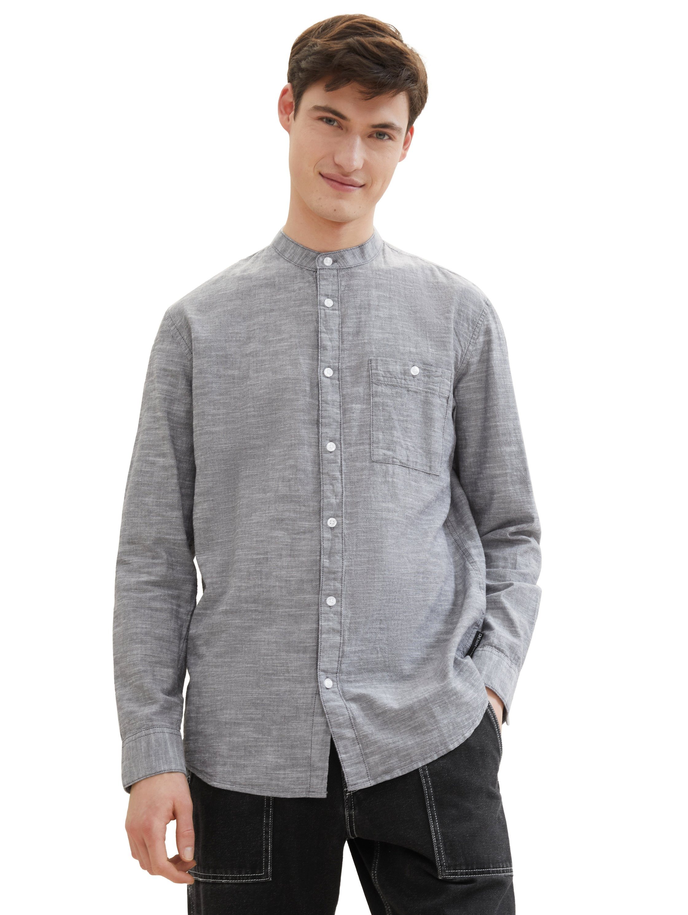 Tom Tailor Denim Langarmhemd Mit Stehkragen Und Knopfleiste Hemd Mit