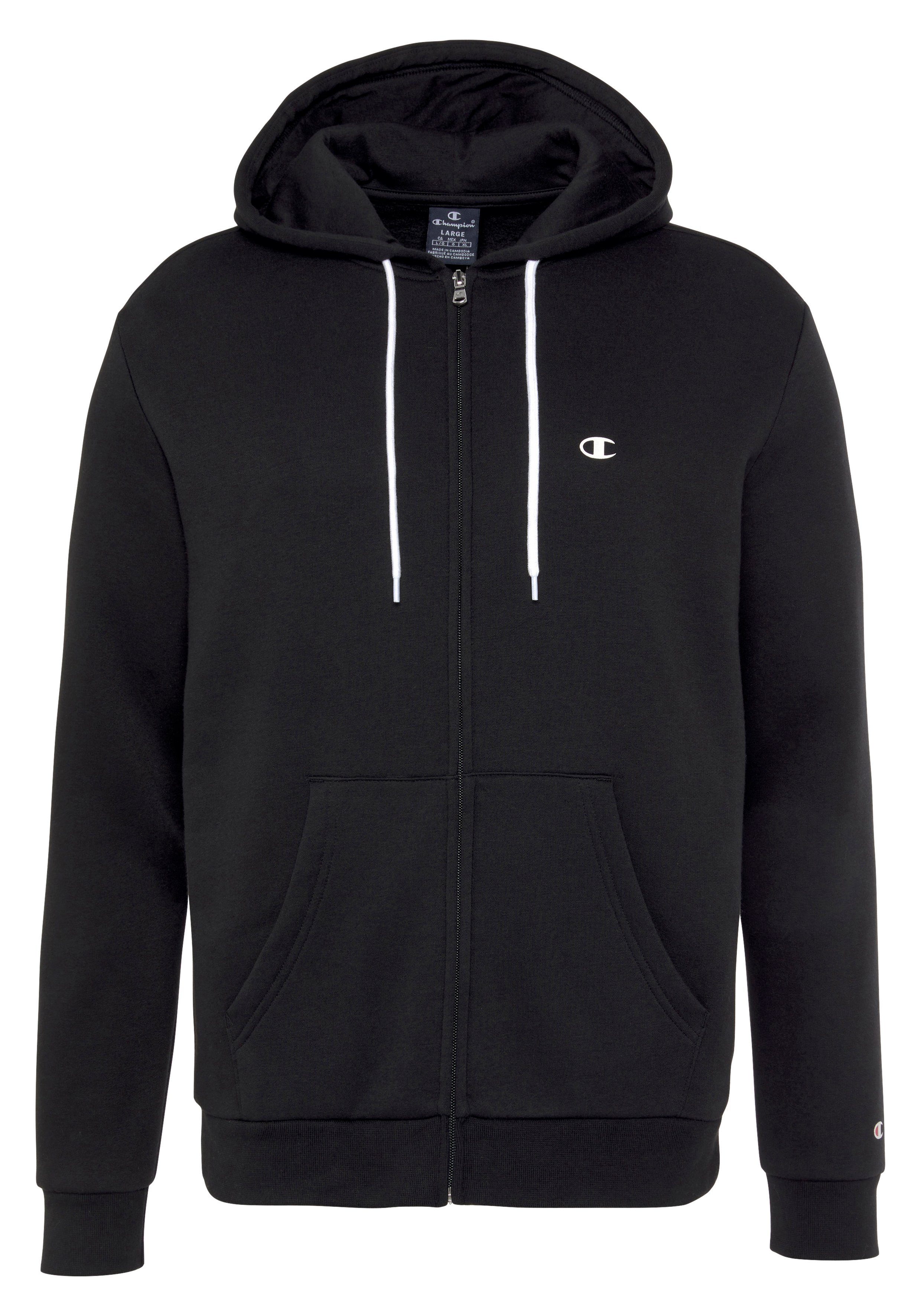 ᐅ Champion Sweatjacke Basic Hooded Full Zip Sweatshirt, Kapuze mit Kordelzug und Kängurutasche ...