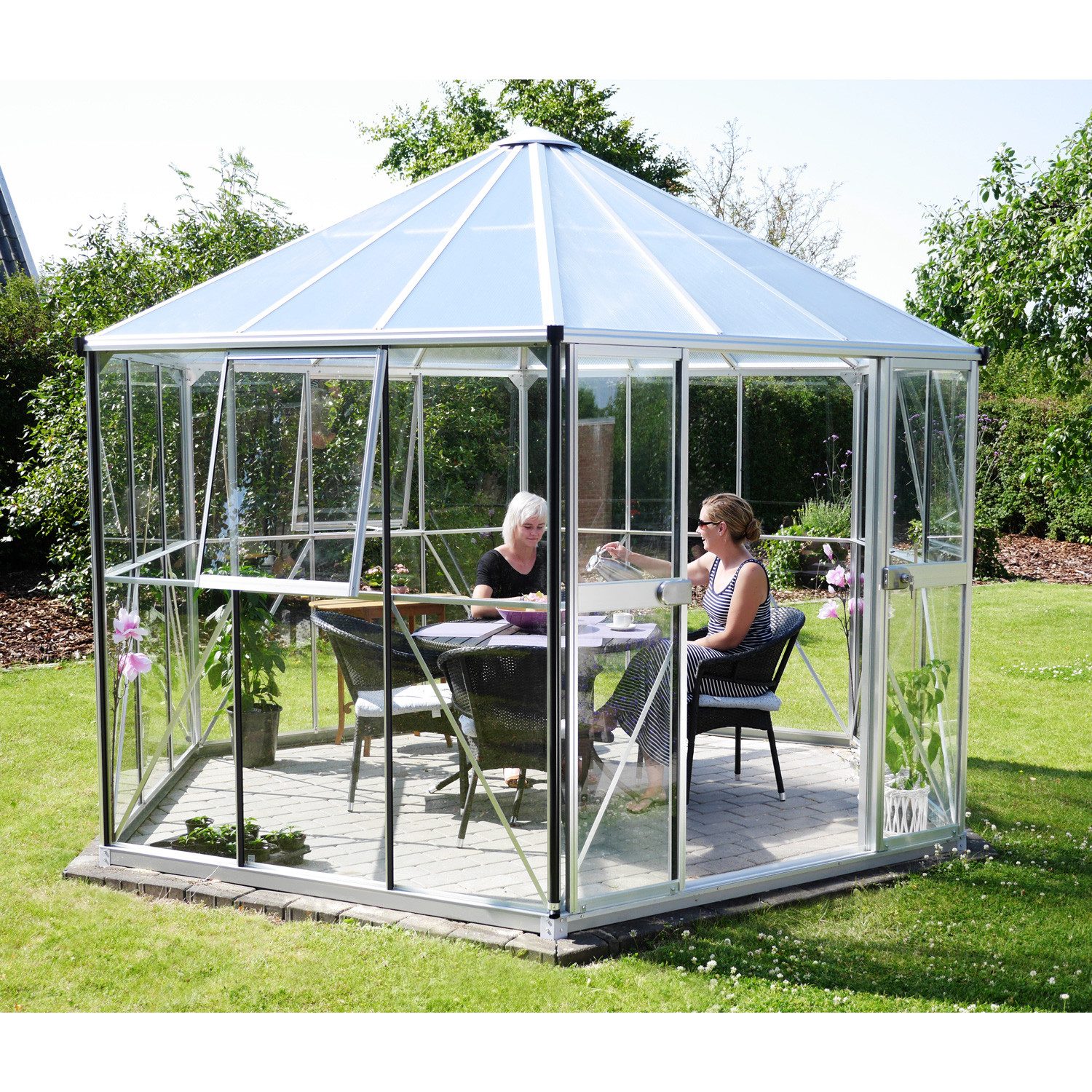 Vitavia Gewächshaus Gewächshaus-Pavillon "Hera 9000" inkl. Stahlfundament, kugelgelagerte ...