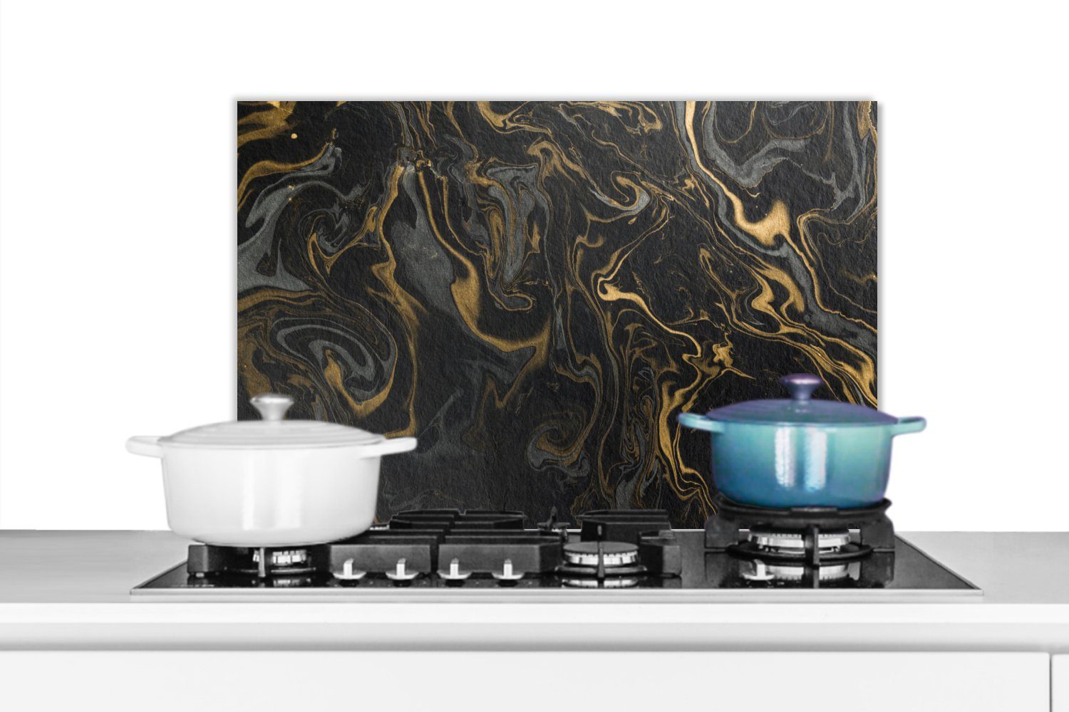 Muchowow Küchenrückwand Marmor Textur Grau Gold Marmoroptik