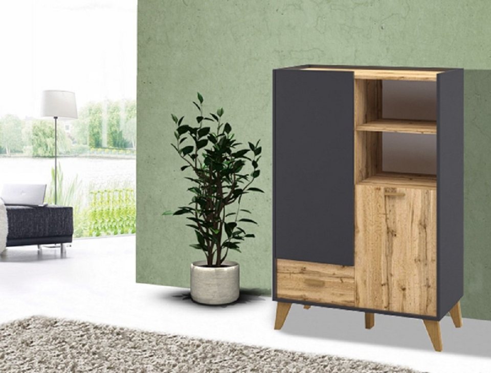 Feldmann Wohnen Highboard Skandi Kommode Bth 81 Cm X 40 Cm X 132