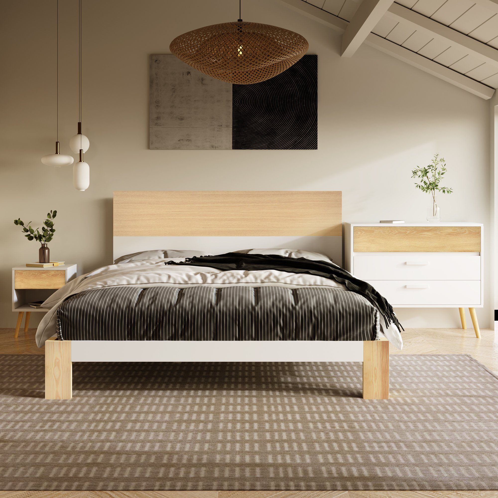 Ulife Massivholzbett Natürlich Holz Bett Einzelbett Mit Kopfteil