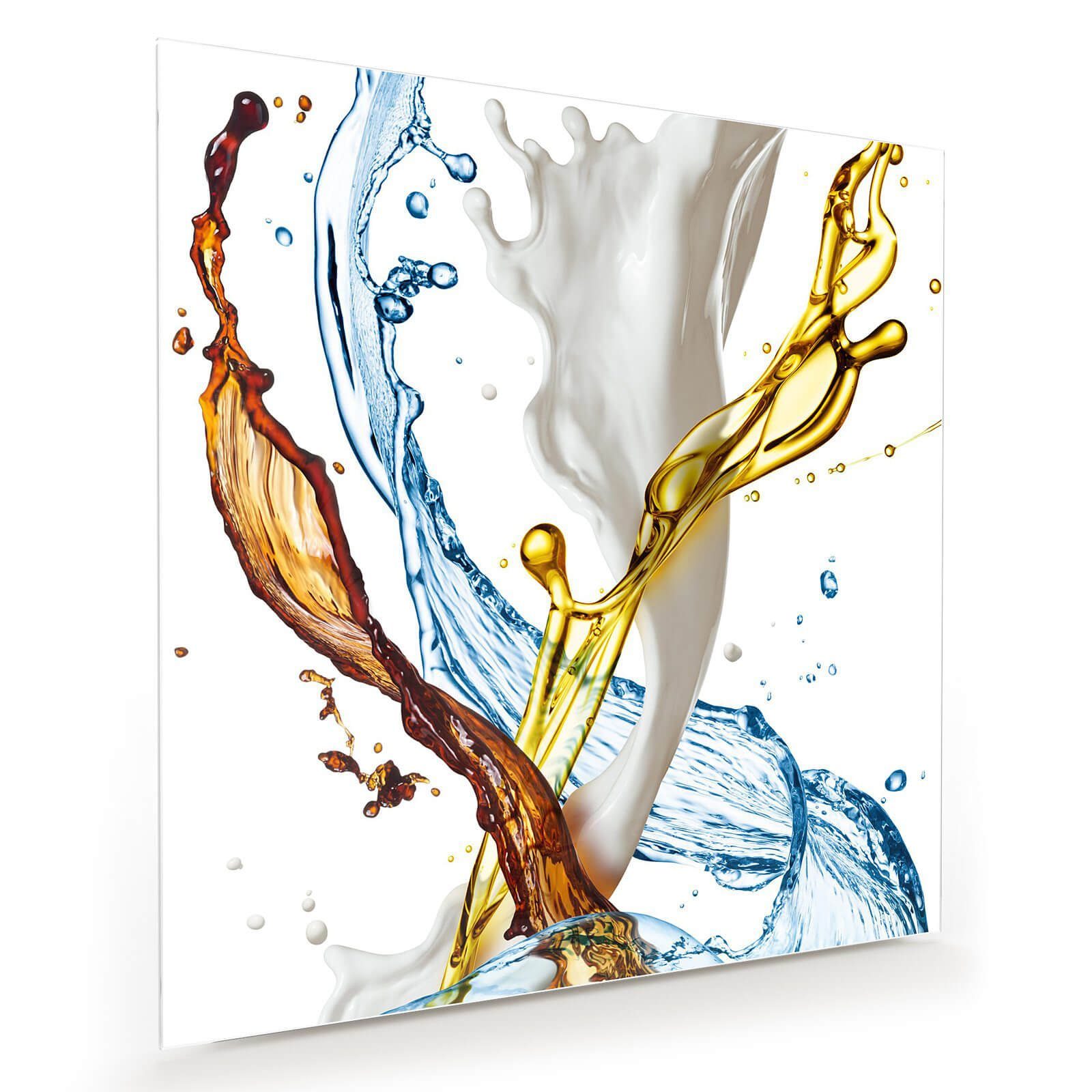 Primedeco Glasbild Wandbild Quadratisch Verschiedenartige Splash Mit