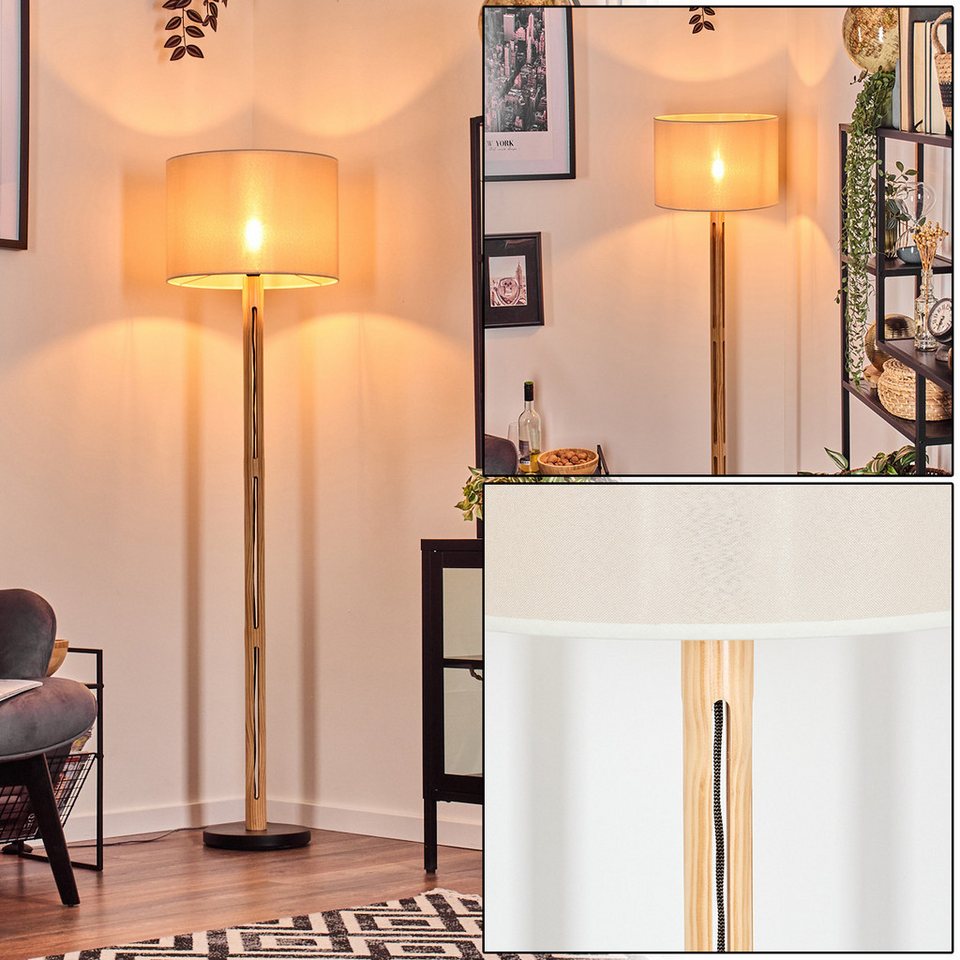 Hofstein Stehlampe Stehlampe Aus Holzmetall Und Schirm Aus Stoff Ohne