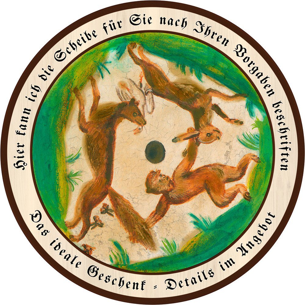 Kunstdruck Wer kriegt wen Schießscheibe Schützenscheibe 55cm Wunschtext 030, (1 St)