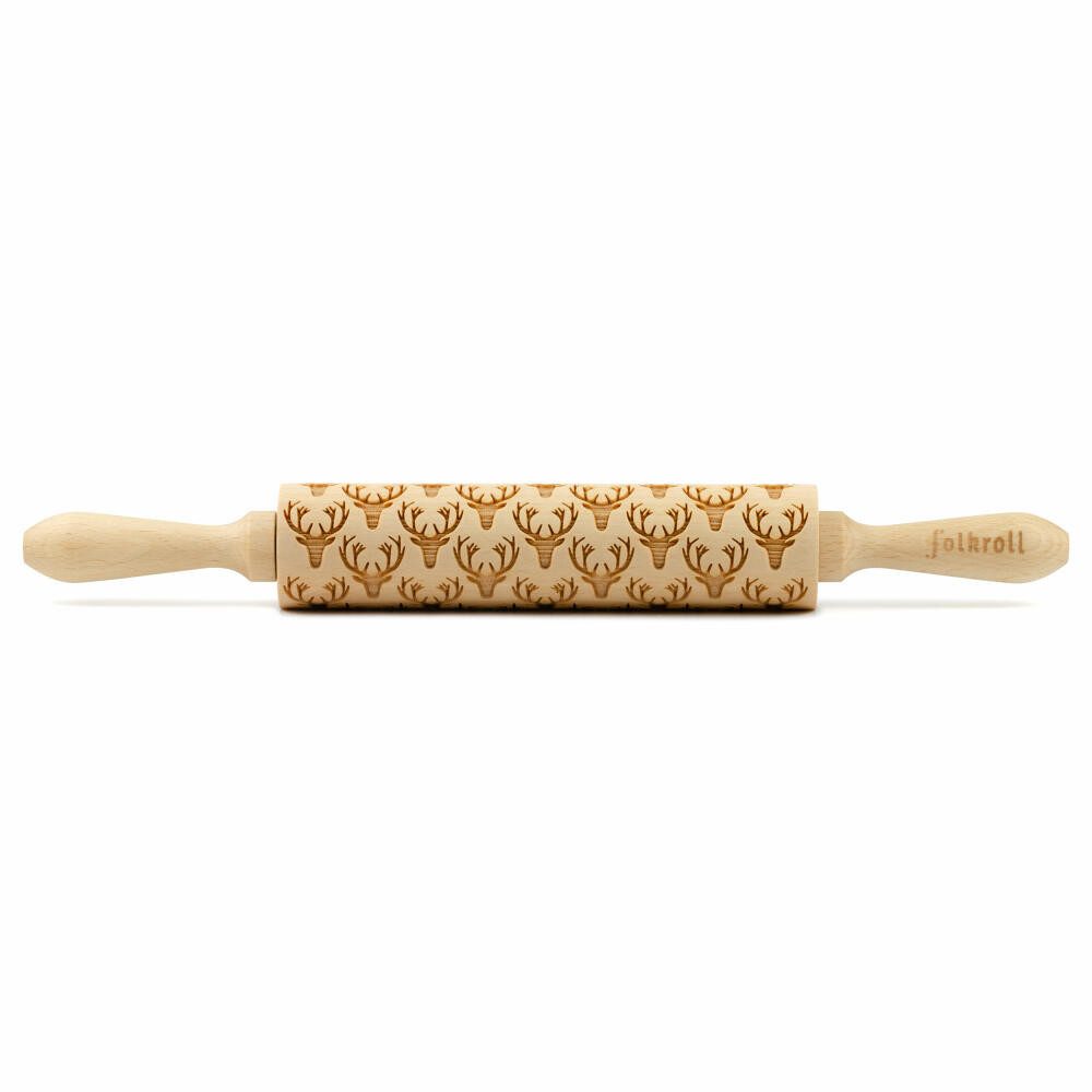 folkroll Teigroller Hirschgeweih medium 37 cm Buchenholz, Geeignet für ...
