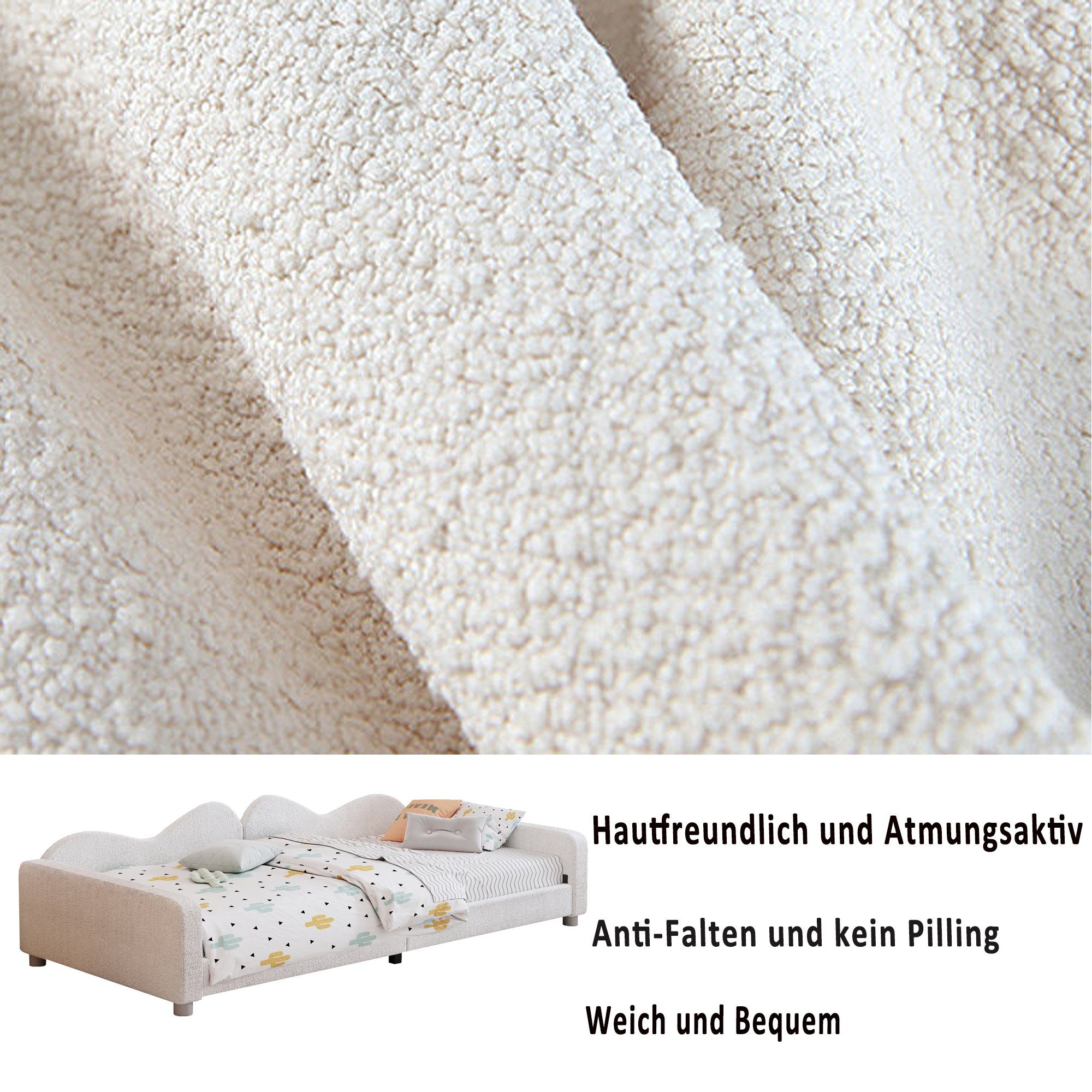 Flieks Polsterbett, Teddy-Samt Kinderbett Einzelbett Schlafsofa mit ...
