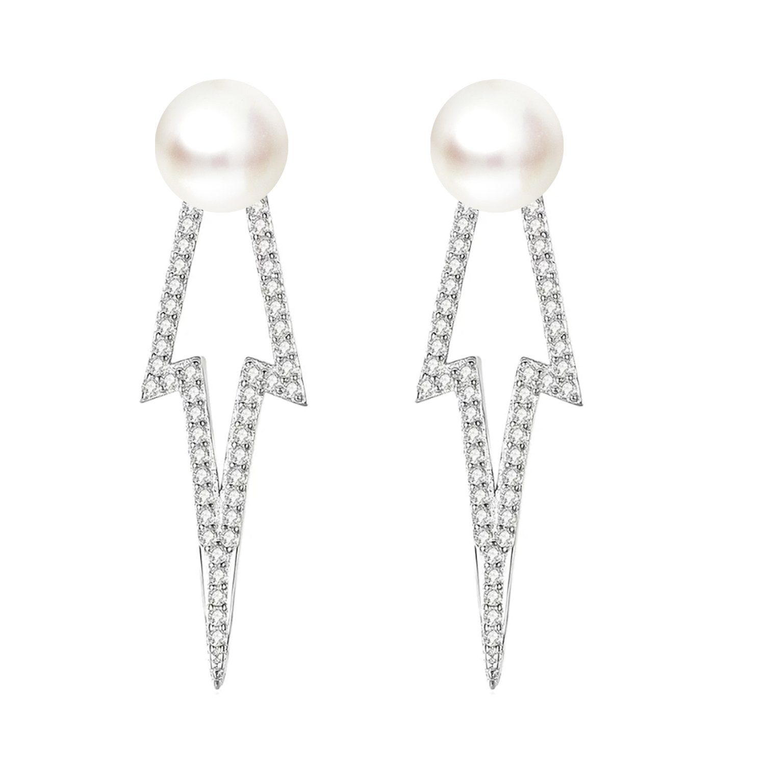 LÖB Perlenohrringe Damen Ohrringe Hängend 925 Silber Tropfen Zuchtperlen Zirkonia Perlen ...