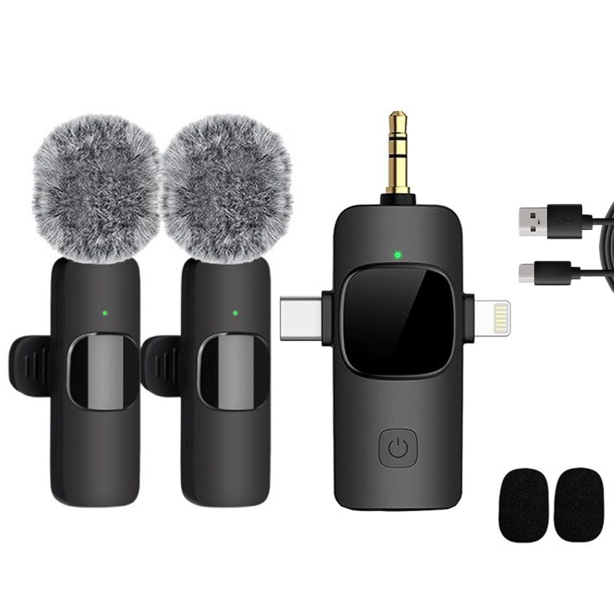 DOPWii Mikrofon 3-in-1 Kabellose Lavalier-Mikrofone für Telefon, Kamera & USB-C-Geräte, Mini ...