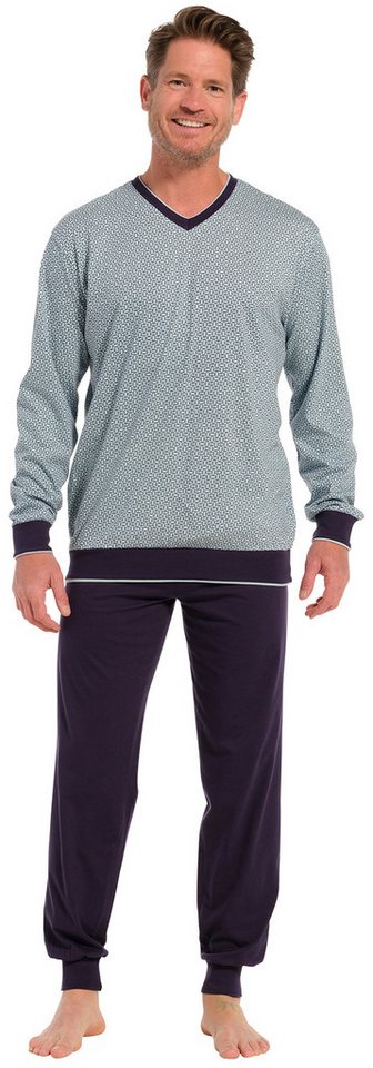 Pastunette Schlafanzug Herren Pyjama Lang 2 Tlg Baumwolle Single