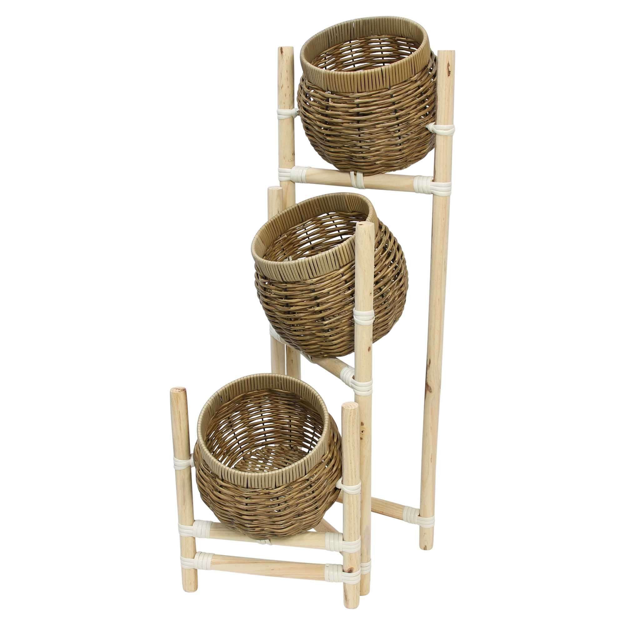 Dekoleidenschaft Regalkorb Korbständer Inkl 3 Körbe Aus Polyrattan