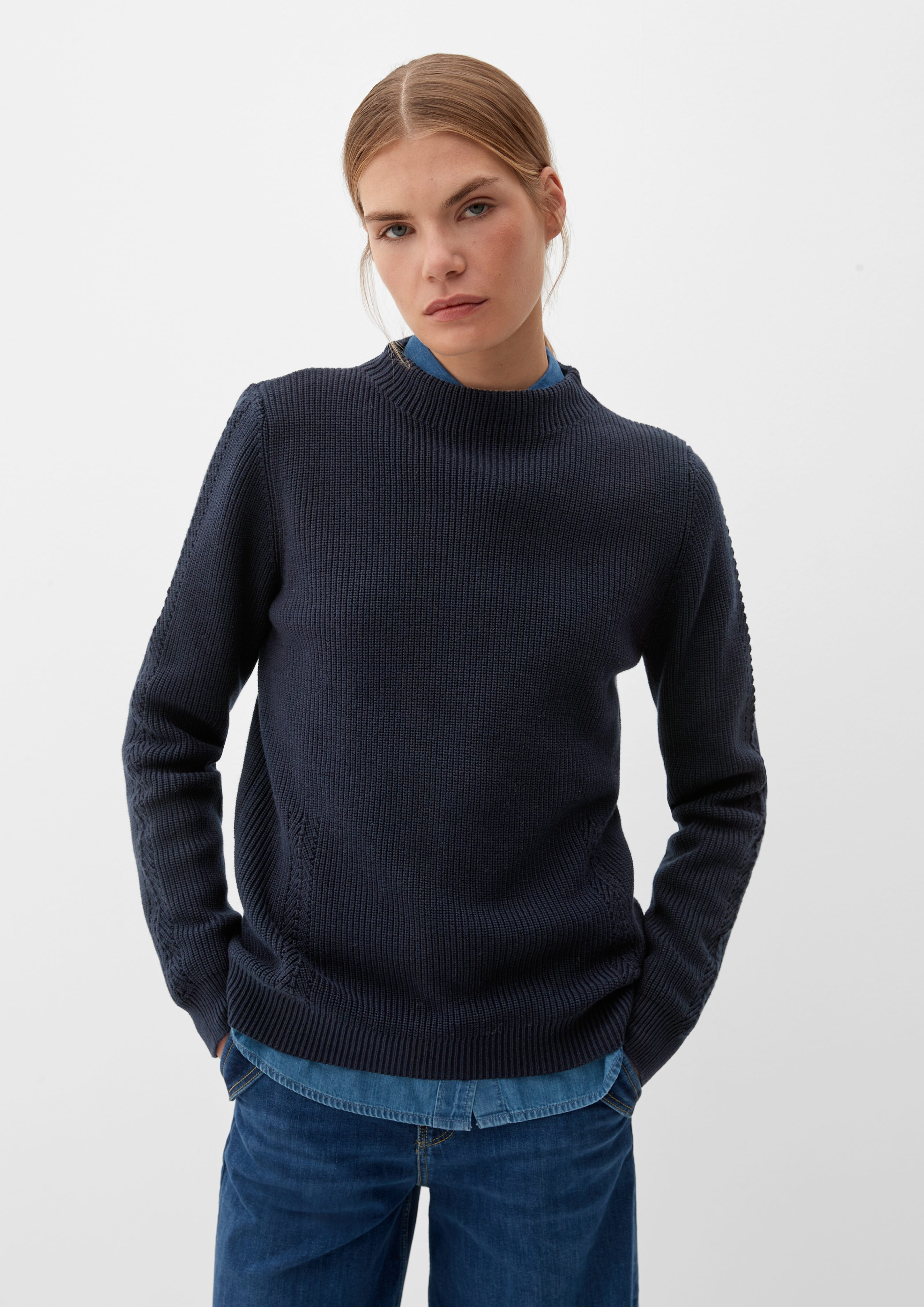 Soliver Strickpullover Strickpullover Mit Stehkragen Aus Strick In