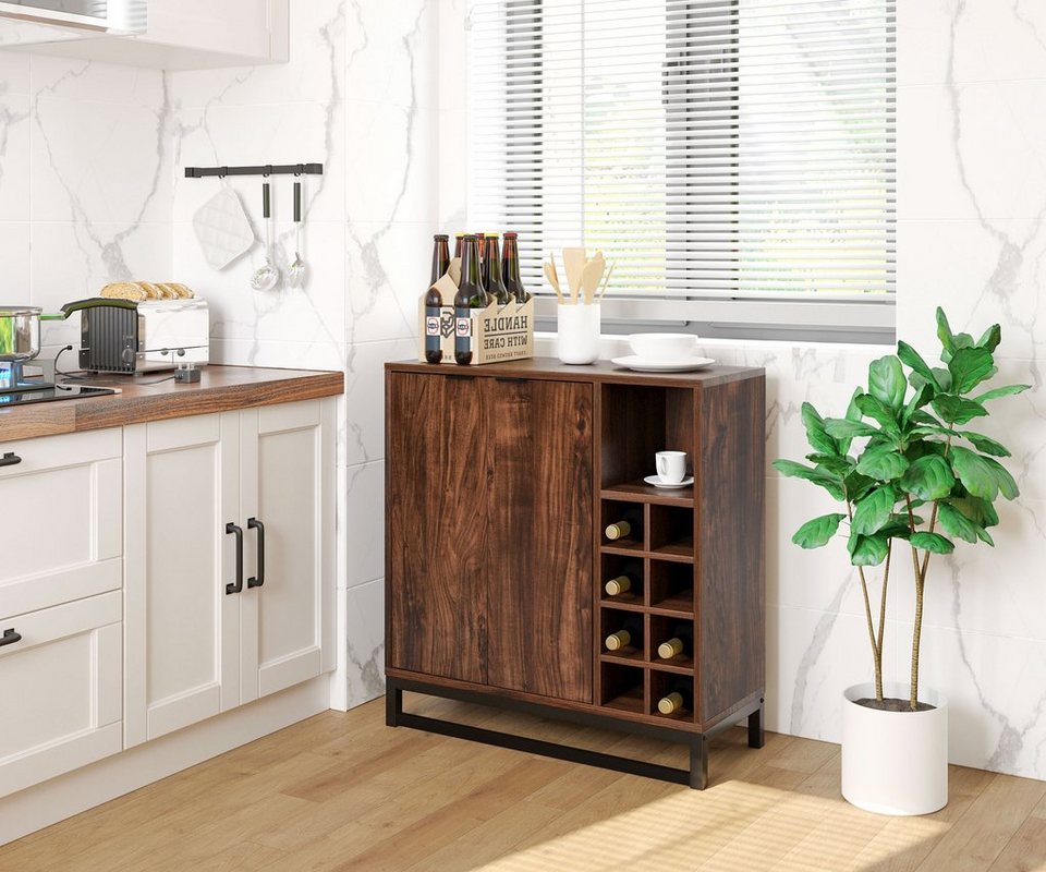 Redom Sideboard Walnussfarbener Weinschrank Mit Zwei Türen 86 L X 75