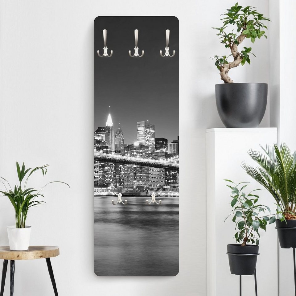 Bilderdepot24 Garderobenpaneel Schwarz Weiß Schwarz Weiß Städte Skyline