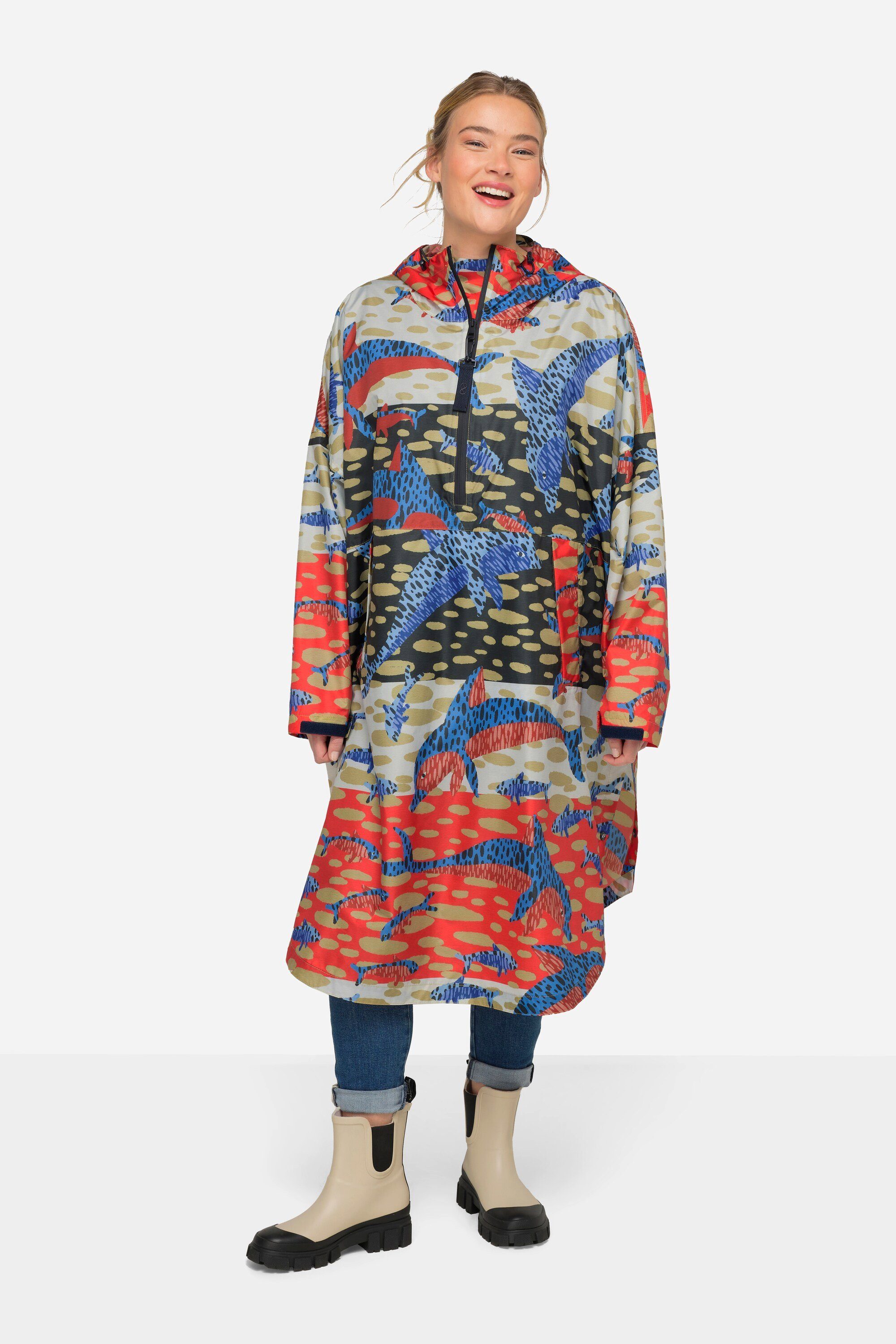 Laurasøn Funktionsjacke Funktions Regencape Unisex Delphin Print Kapuze