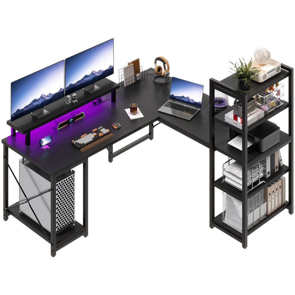 HOMALL Gamingtisch 140 Eckschreibtisch mit 2 Steckdosen und USB ... HOMALL Gamingtisch 140 Eckschreibtisch mit 2 Steckdosen und USB ...