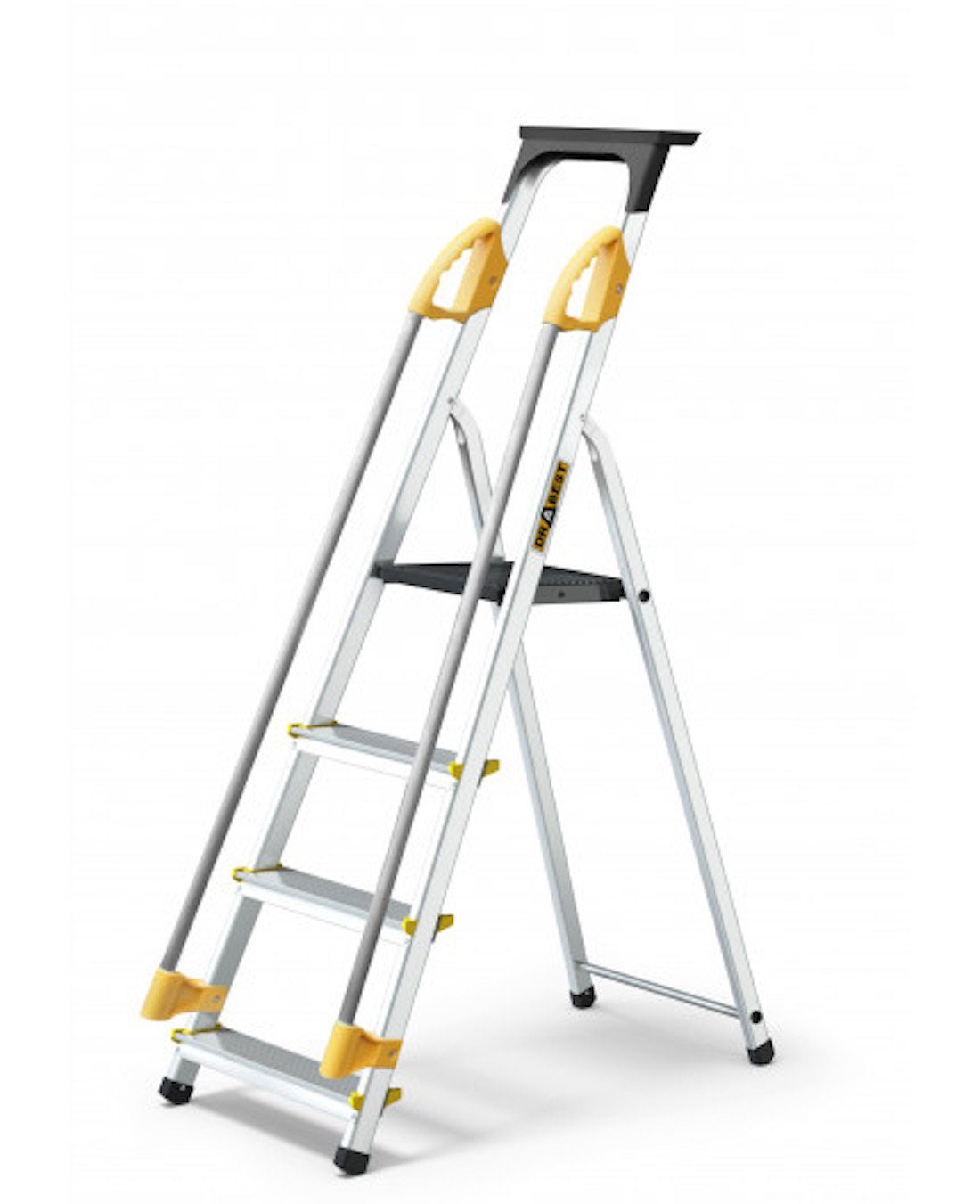 TRIZERATOP Stehleiter Stehleiter 4 Spr. 150kg Haushaltsleiter + Geländer (Stehleiter ALDP + P 4 ...