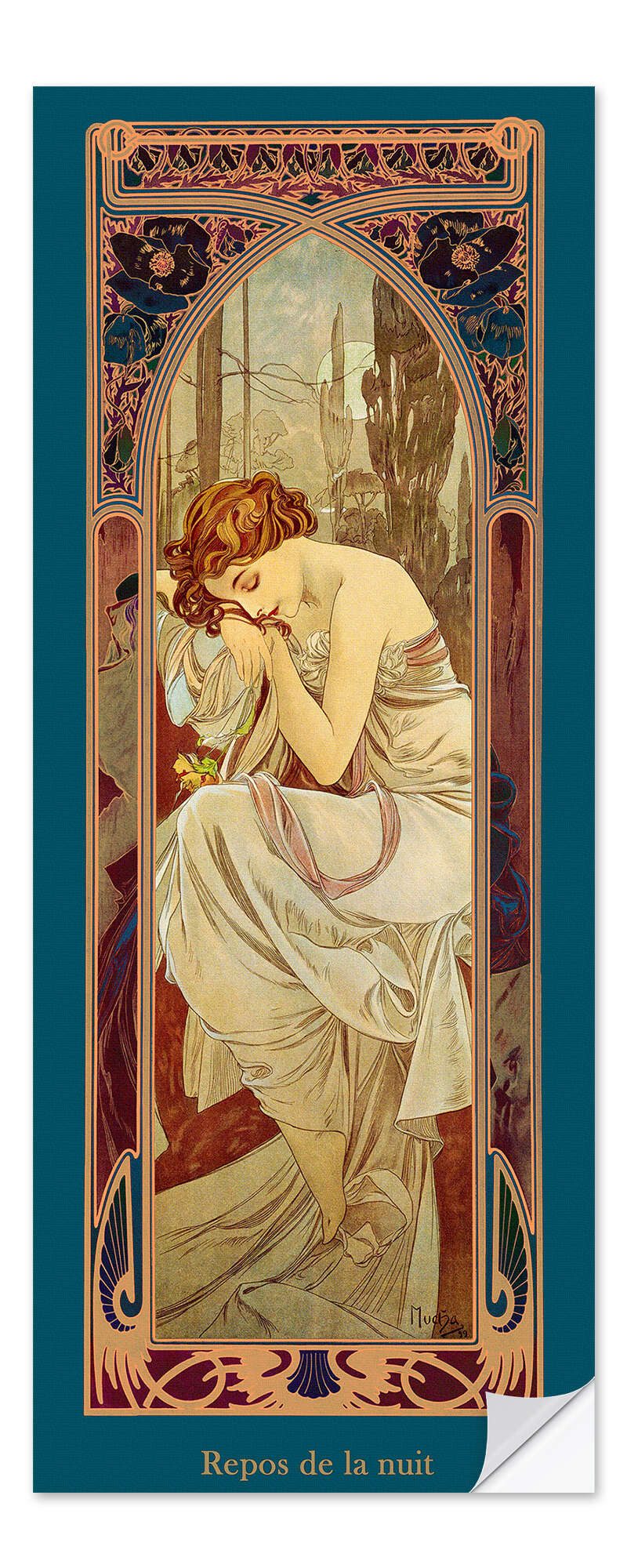 Posterlounge Wandfolie Alfons Mucha Die Vier Tageszeiten Nachtruhe