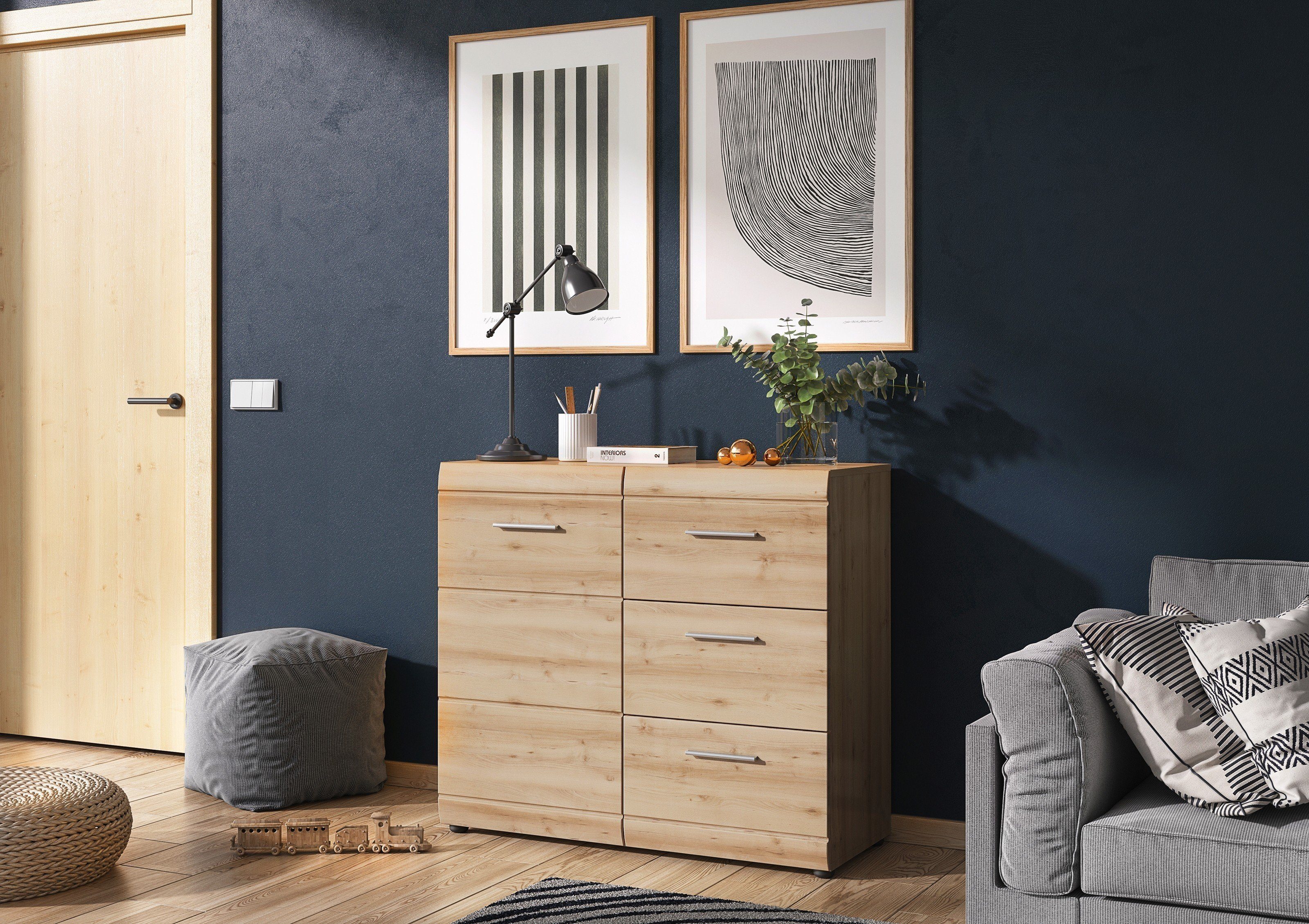 Möbelando Kommode 402 In Braun Mit 3 Schubladen Und Einer Tür