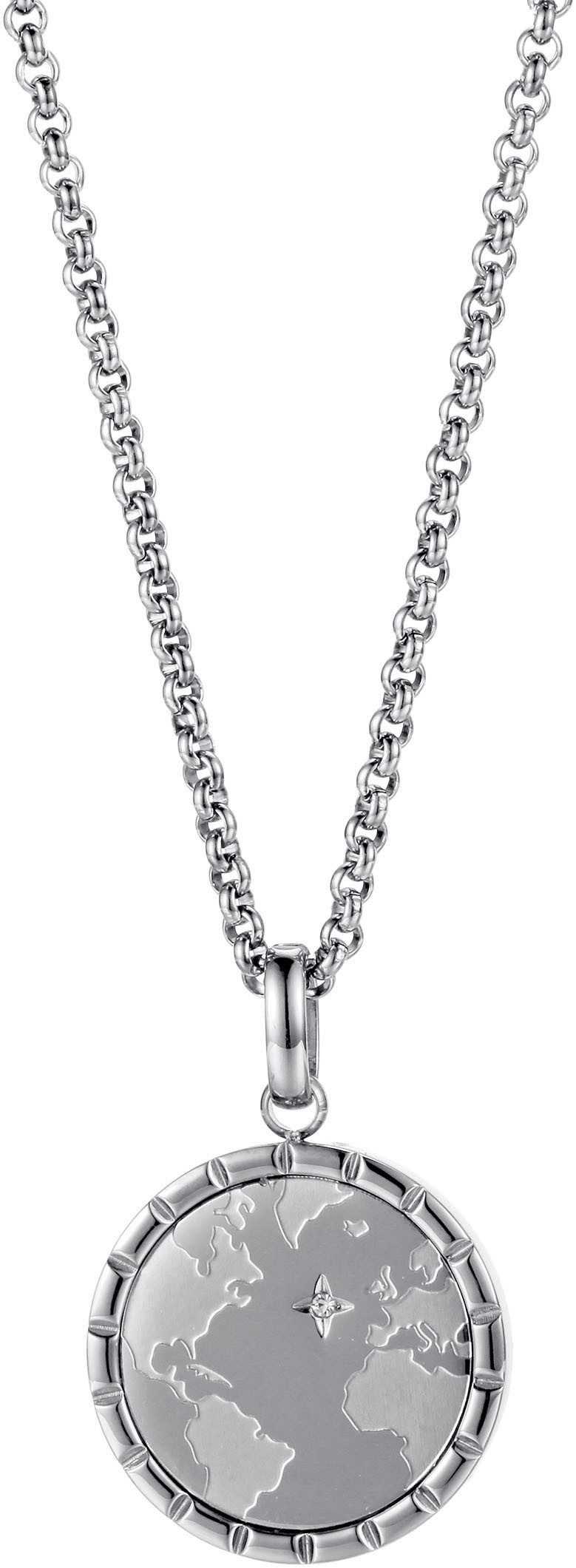 Firetti Kette mit Anhänger Schmuck Geschenk Edelstahl Halsschmuck Halskette Planet Earth Welt ...