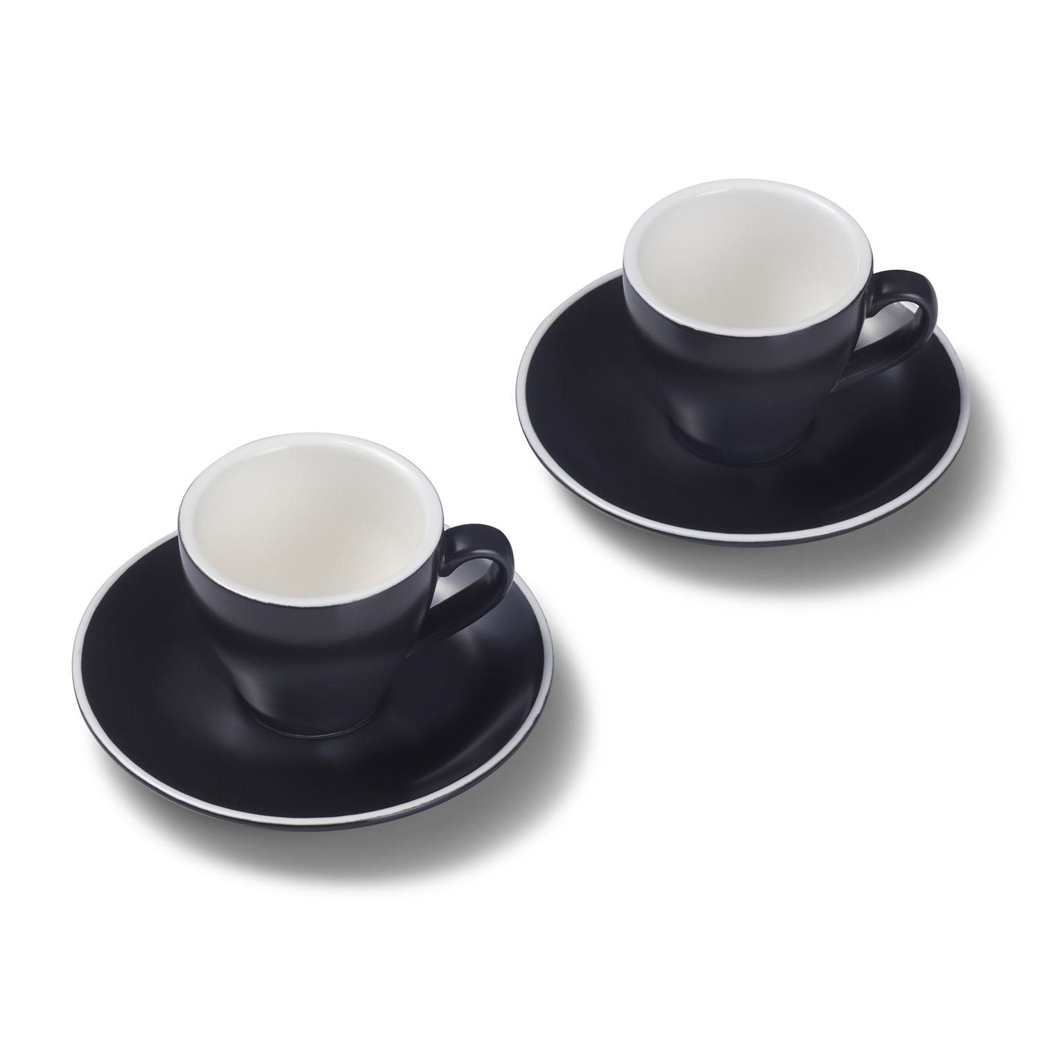 Terra Home Espressotasse 2er Espressotassen Set Schwarz Matt 90 Ml Mit