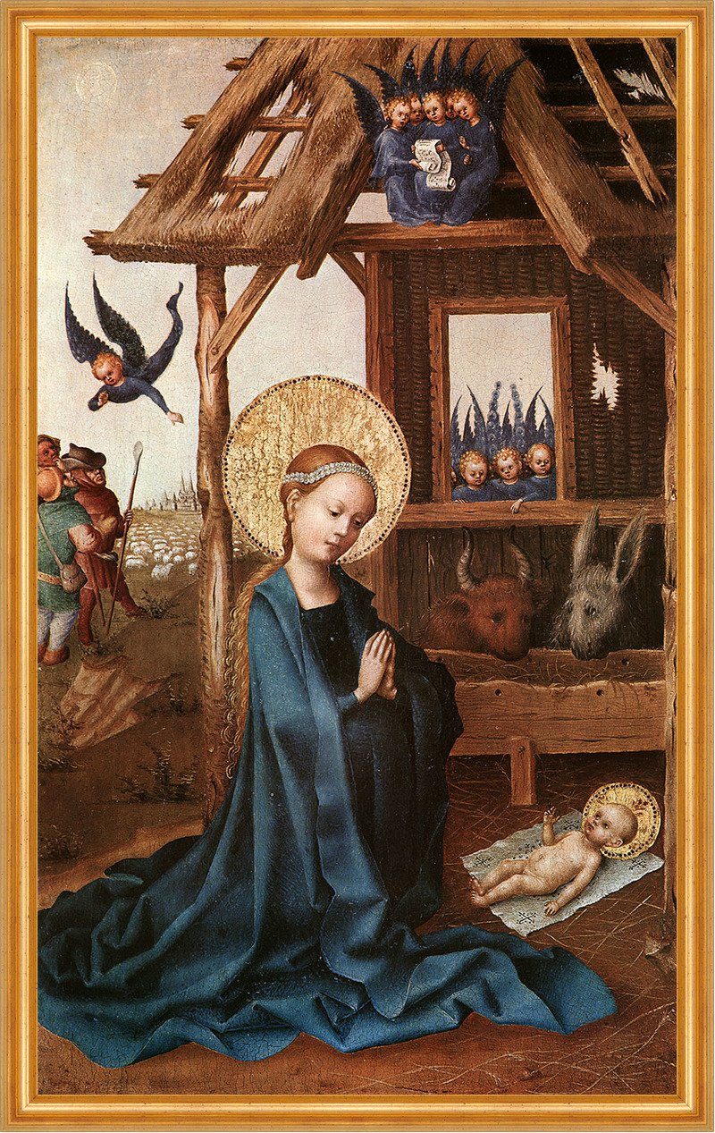 Kunstdruck Die Anbetung des Kindes Stephan Lochner Krippe Sankt Madonna Jesus LW, (1 St)