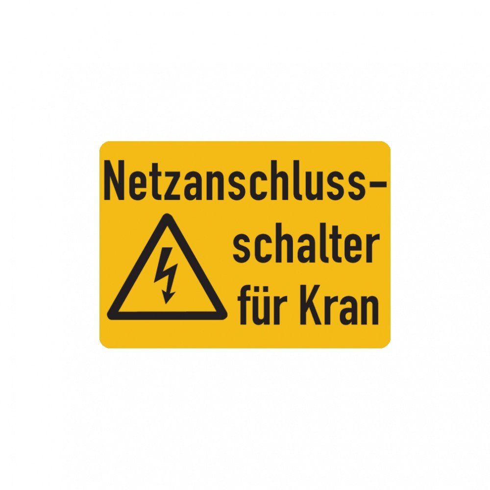 König Werbeanlagen Hinweisschild Warnschild, Netzanschlussschalter für Kran, Folie - ISO 7010 ...