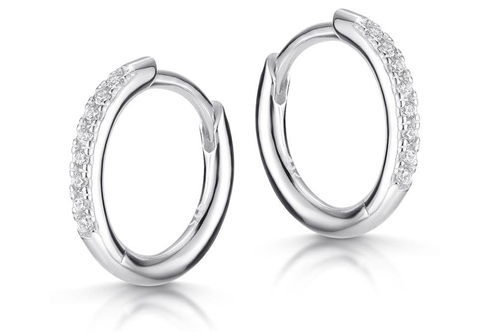 Silberkettenstore Creolen-Set Creolen mit Zirkonia, 14mm - 925 Silber