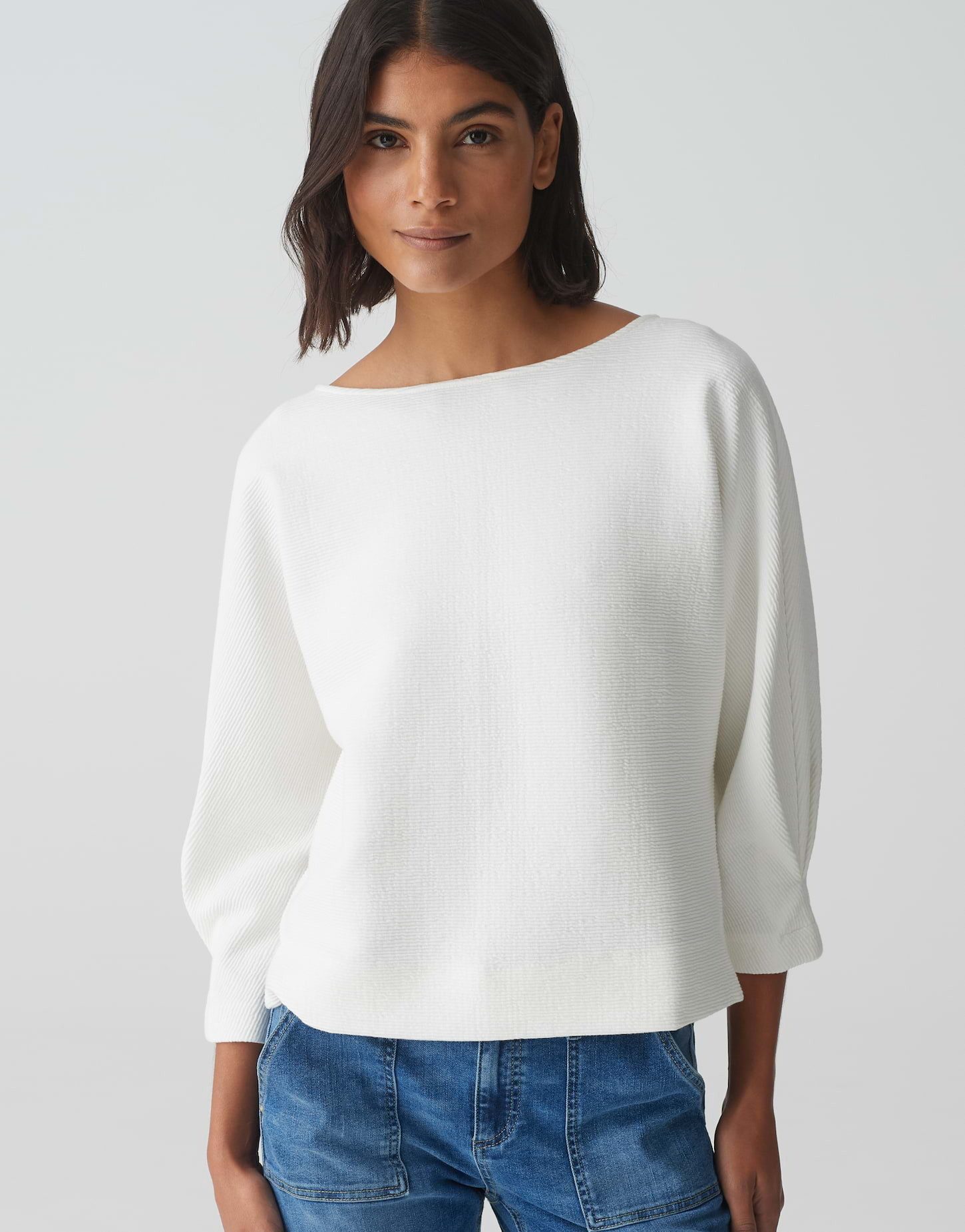 OPUS Sweater Sweater GENZI Batwing Fit mit Struktur, Weite Passform