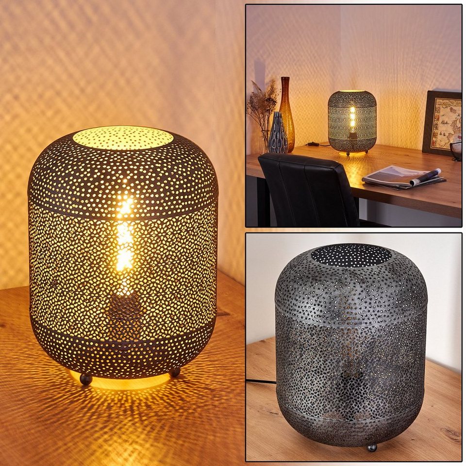 Hofstein Tischleuchte Vintage Nacht Tisch Leuchten Lese Lampe Grau