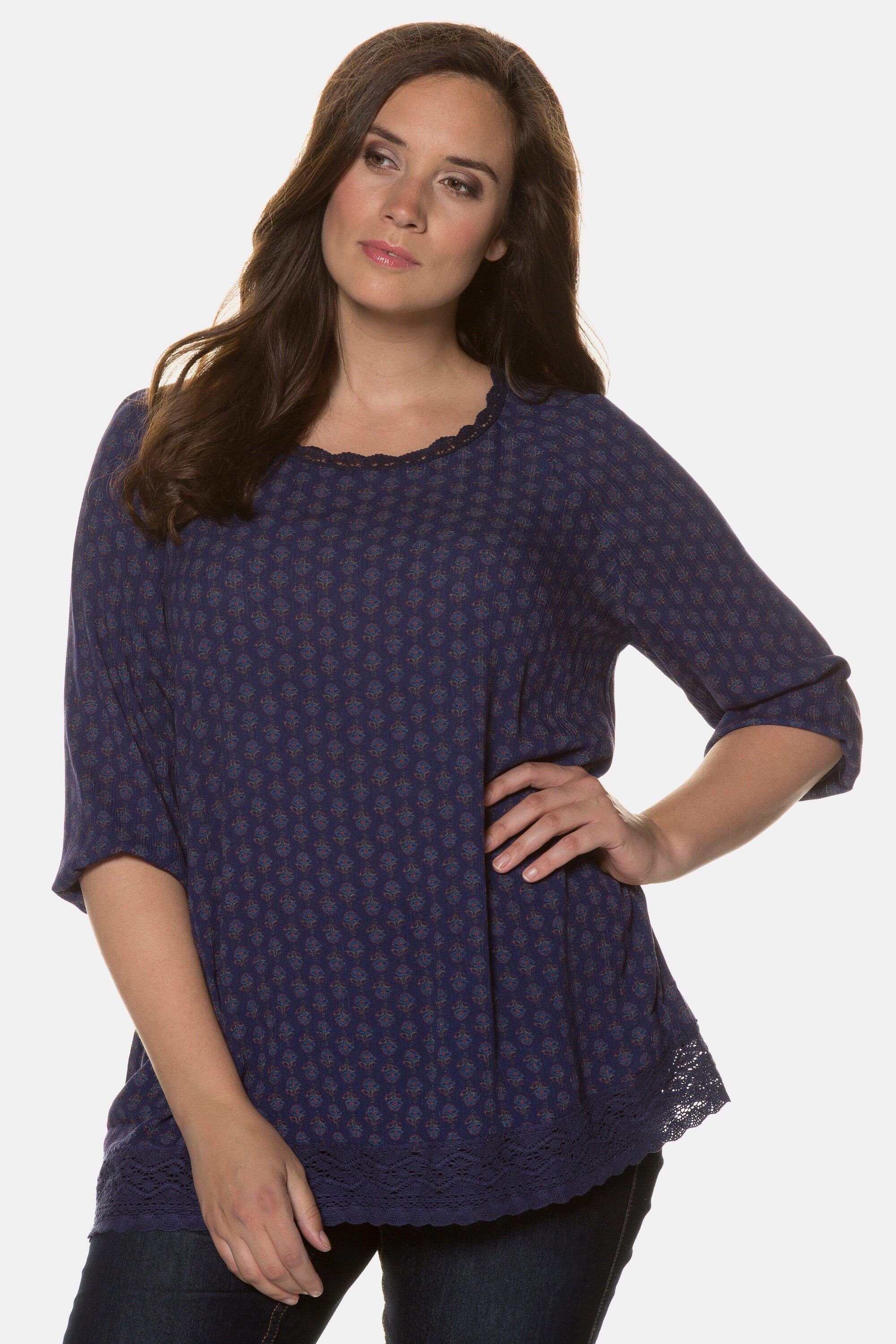 Ulla Popken Longbluse Rückenfalte ¾ Ärmel Regular Fit Online