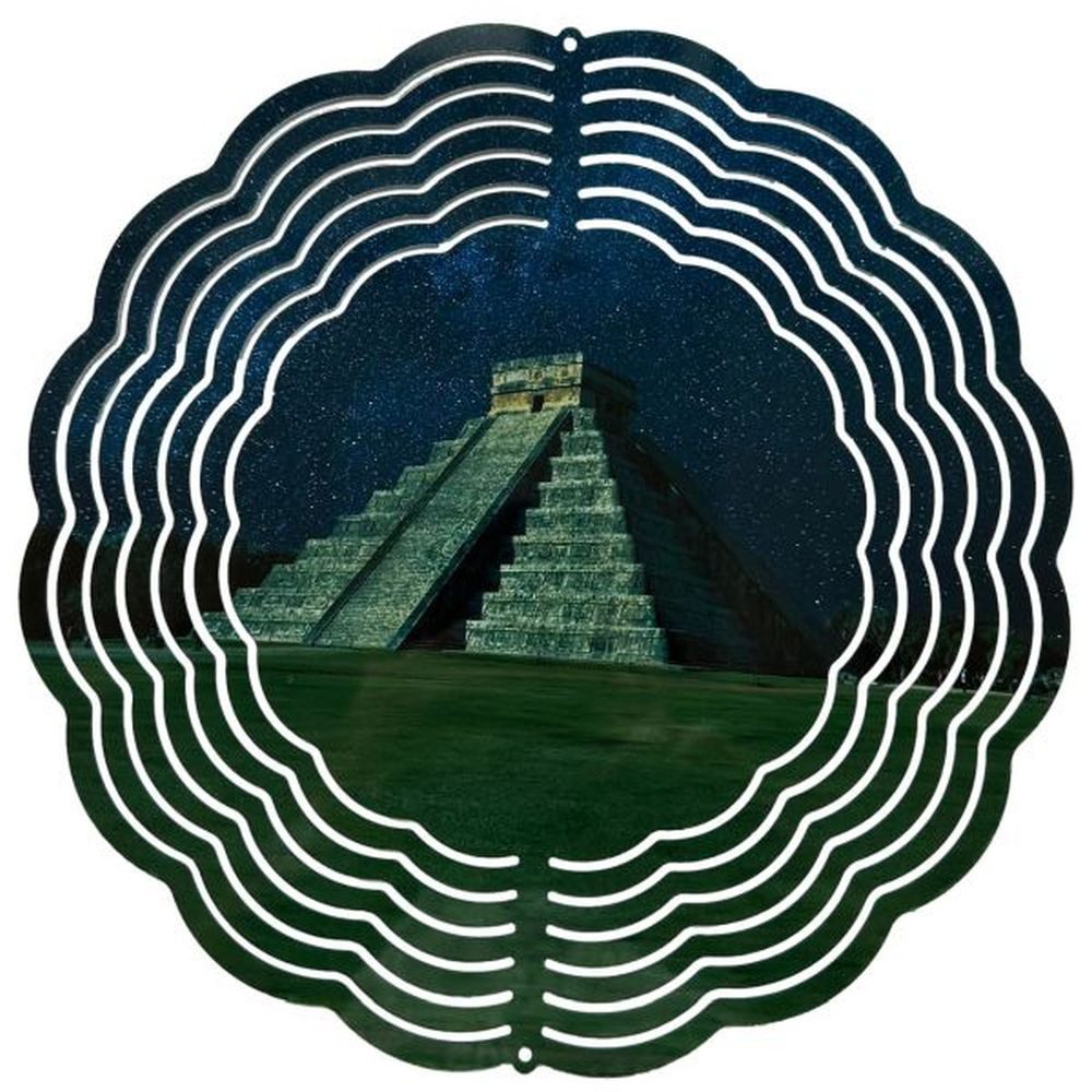 Ladreas Windspiel Edelstahl 3D Windspiel Windspinner 20cm Pyramide Maya Chizen Itza WI1