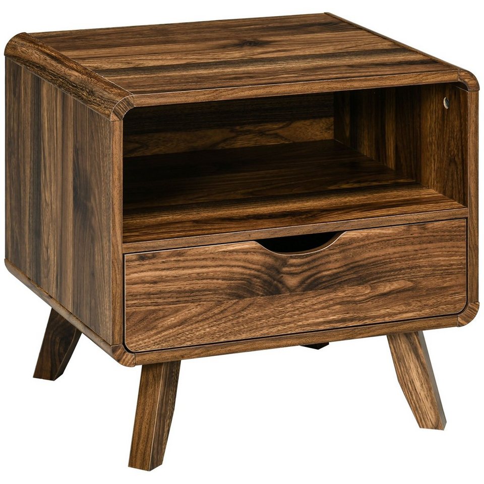 Homcom Nachttisch Im Retrodesign 1 Schublade 1 Aufbewahrungsfach 50