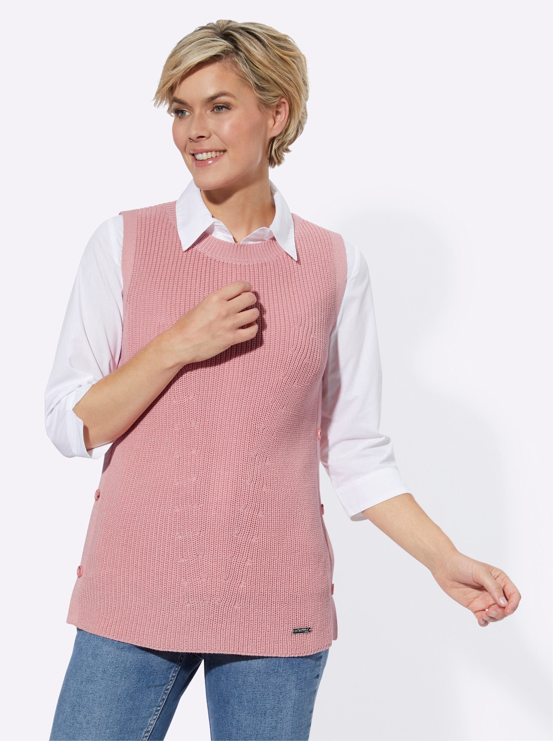 Witt Strickpullover Pullunder, Mit seitlichen Zierknopfleisten